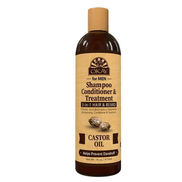 OKAY Castor Oil Hair and Beard Growth Shampoo, Conditioner, Dandruff ...