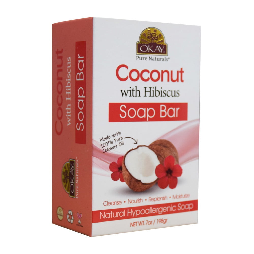 Okay Pure Naturals Coconut with Hibiscus Soap Bar, 7 Oz, 6 Pack ...