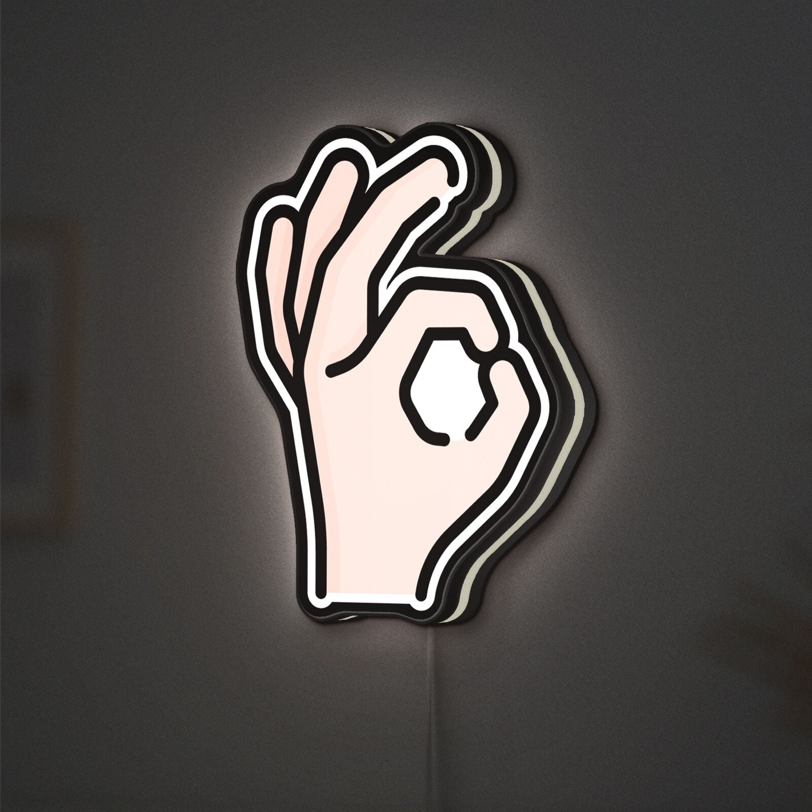 Okay Sign 3D Novelty Light Box, Hand Gesture Decor for Fun and ...