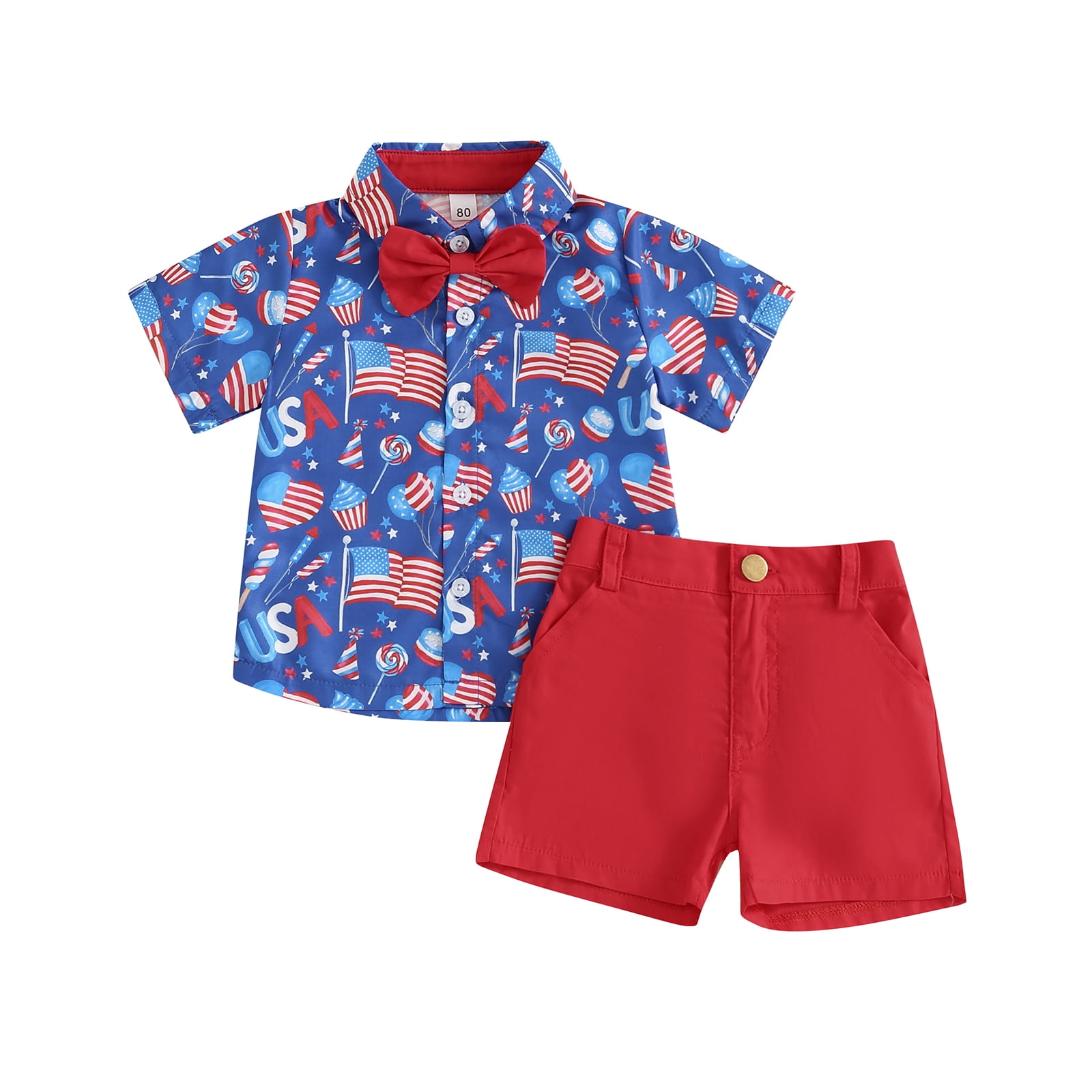 Okbabeha 4th of July Baby Boy Outfit America Flag Short Sleeve Buttom ...