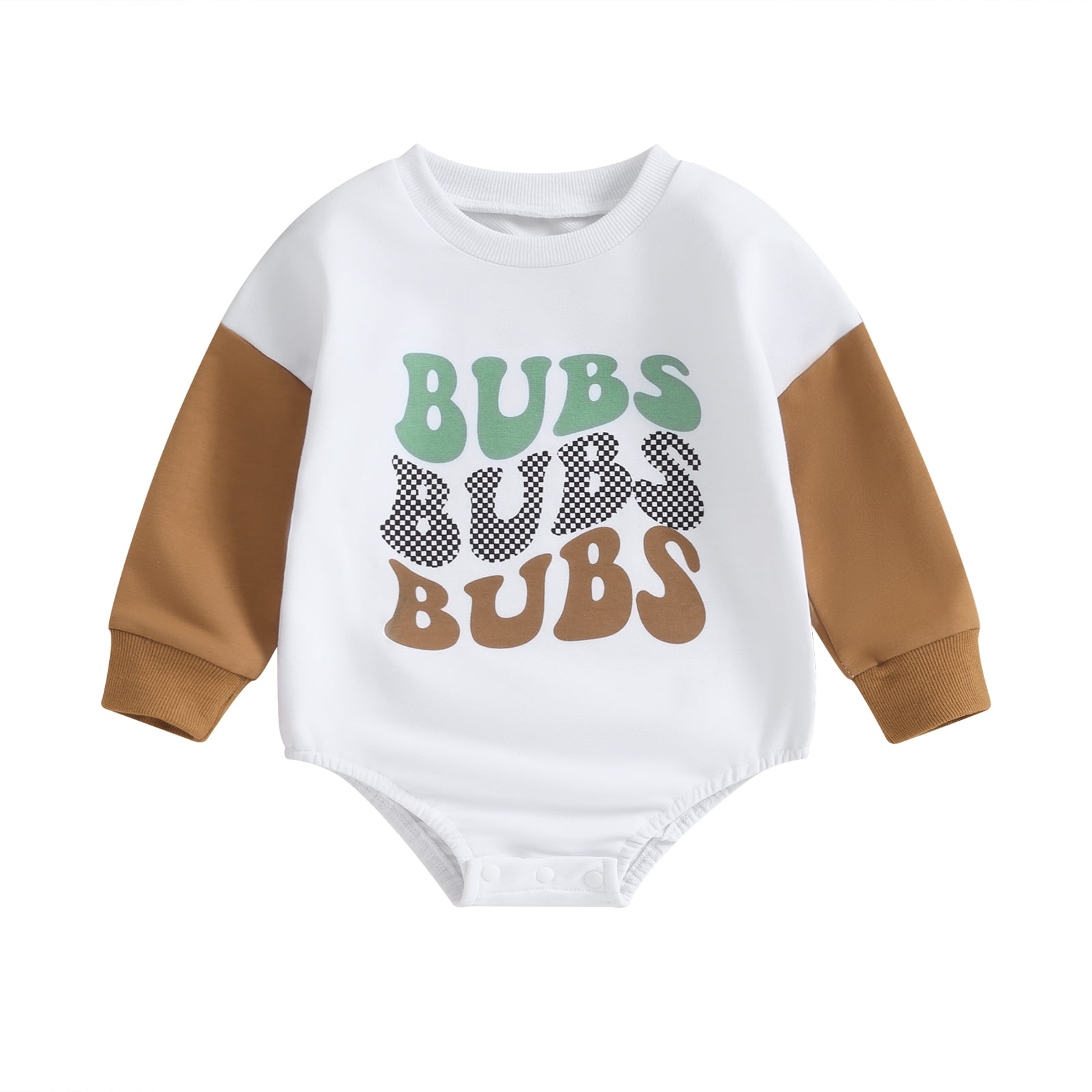 Okbabeha Baby Bubble Romper Boy Girl Bubs Crewneck Sweatshirt Color Block Oversized Onesie Fall ...