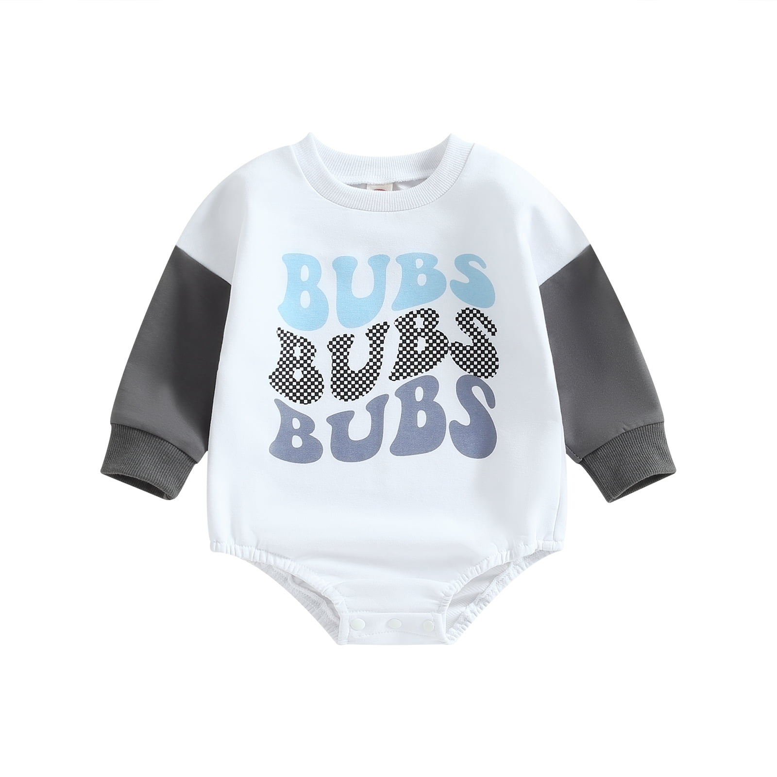 Okbabeha Baby Bubble Romper Boy Girl Bubs Crewneck Sweatshirt Color Block Oversized Onesie Fall ...