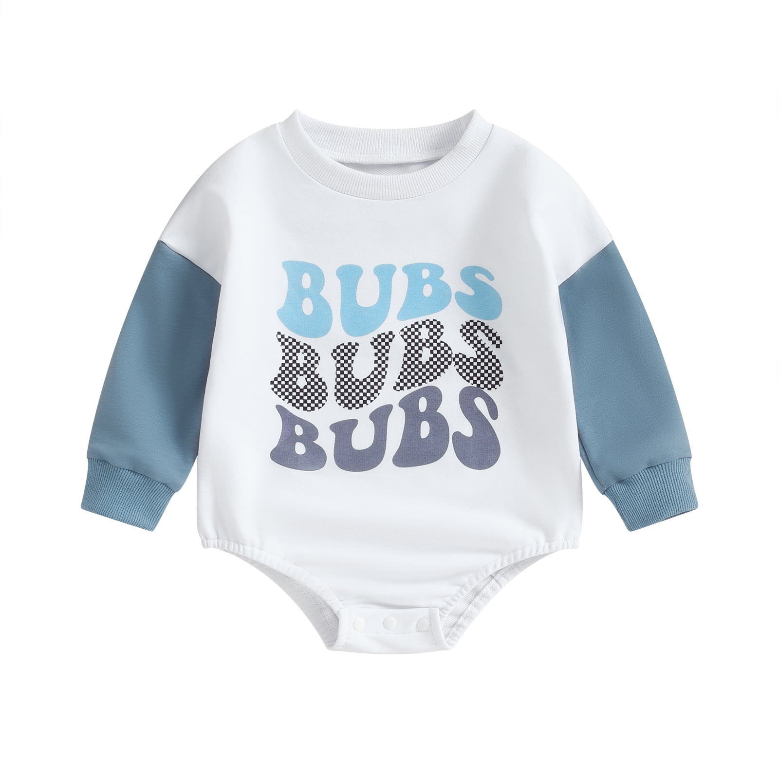 Okbabeha Baby Bubble Romper Boy Girl Bubs Crewneck Sweatshirt Color Block Oversized Onesie Fall ...