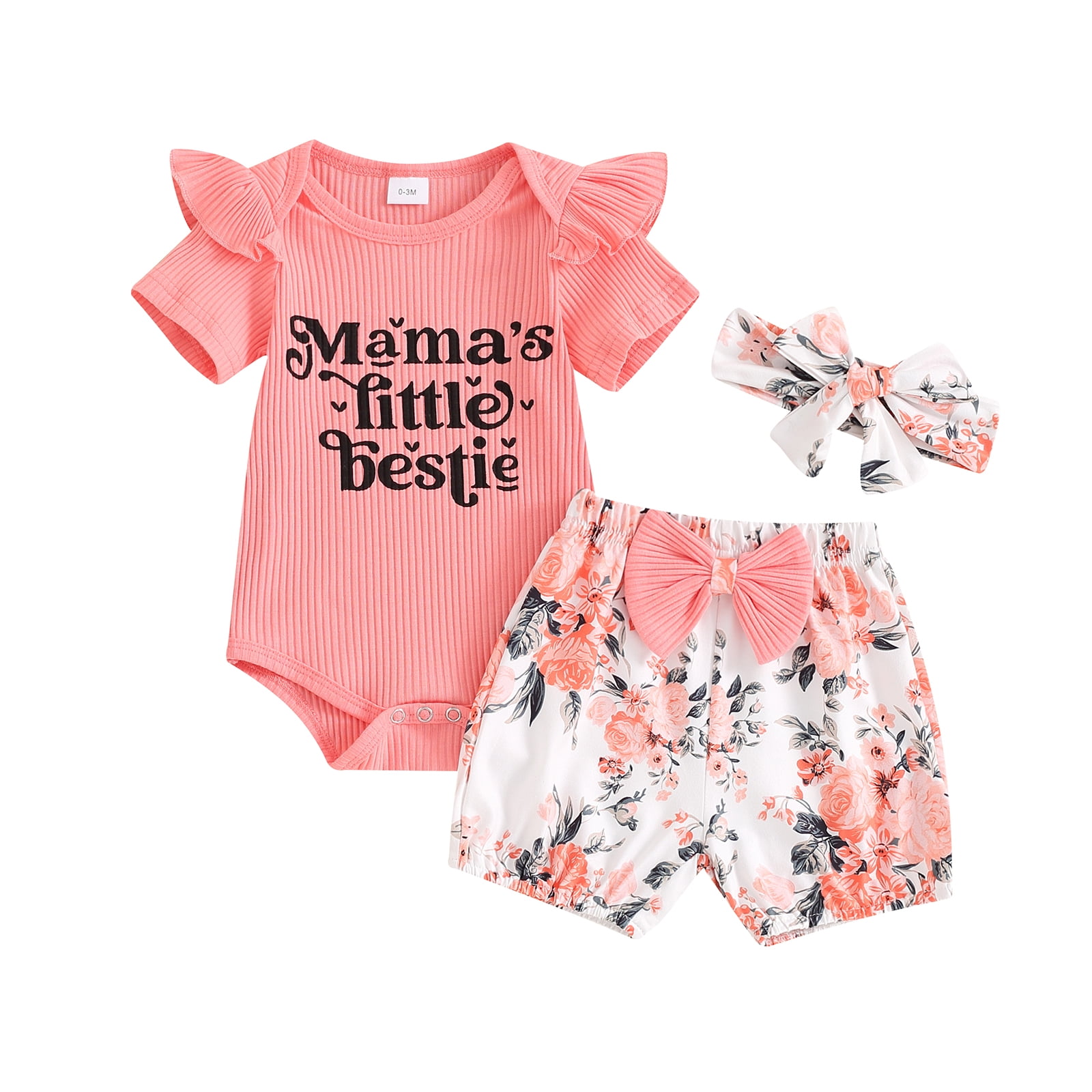 Okbabeha Baby Girl Clothing Newborn Outfit Short Sleeve Ribbed Romper ...