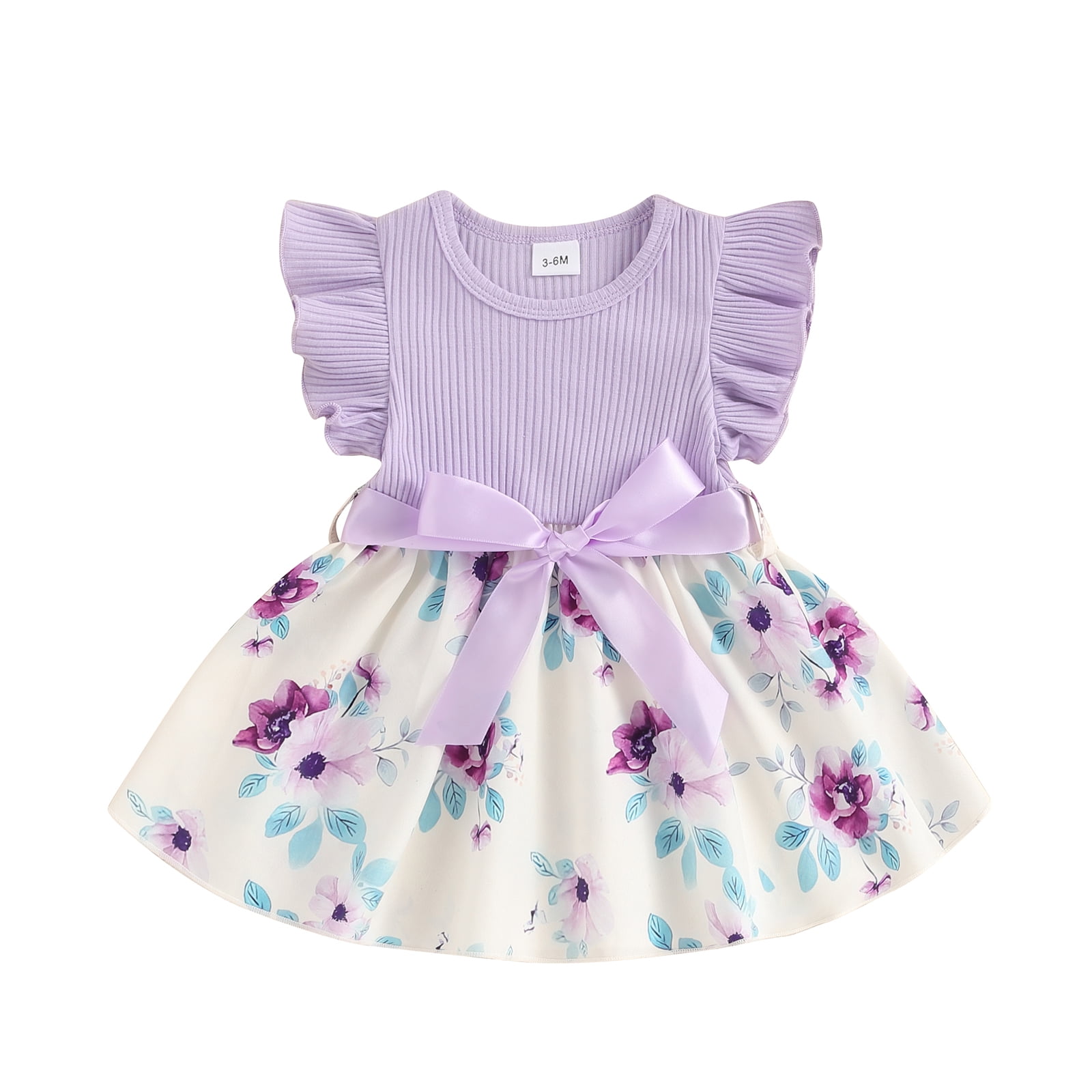 Okbabeha Baby Girl Dress Fly Sleeve Toddler Flower Dresses For Babies ...