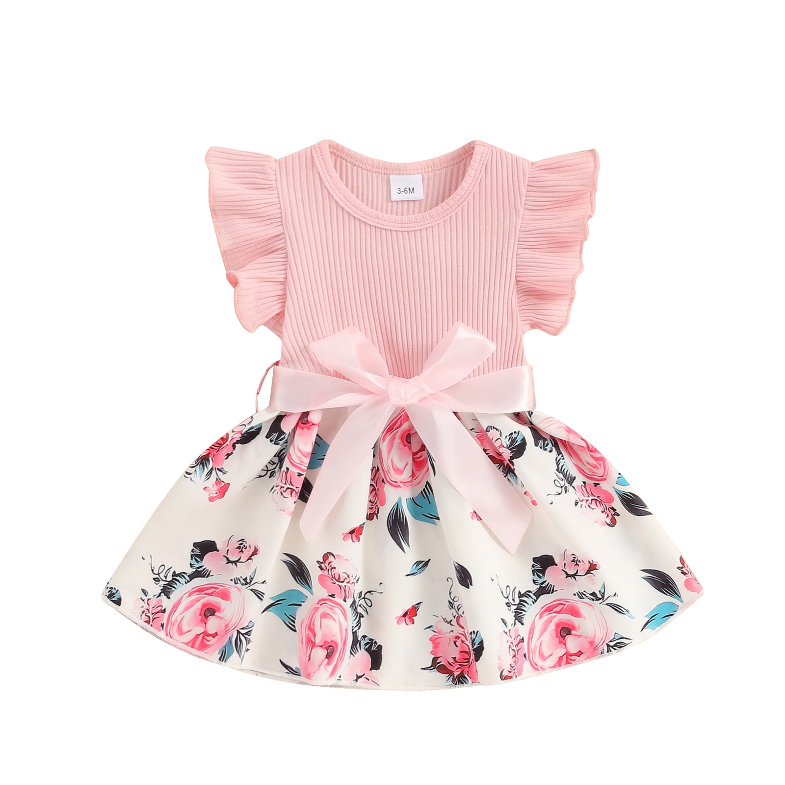 Okbabeha Baby Girl Dress Fly Sleeve Toddler Flower Dresses For Babies ...