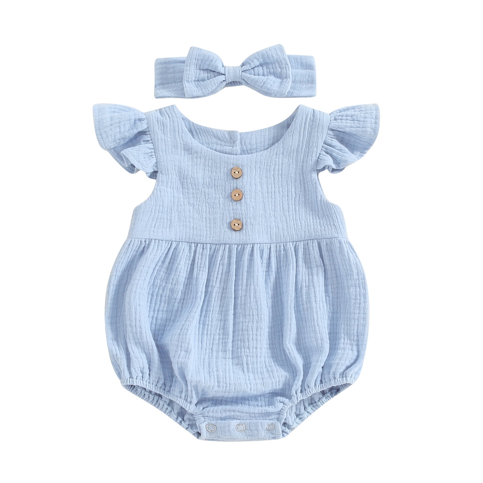Okbabeha Baby Girl Romper Newborn Summer Clothes Toddler Cotton Linen ...