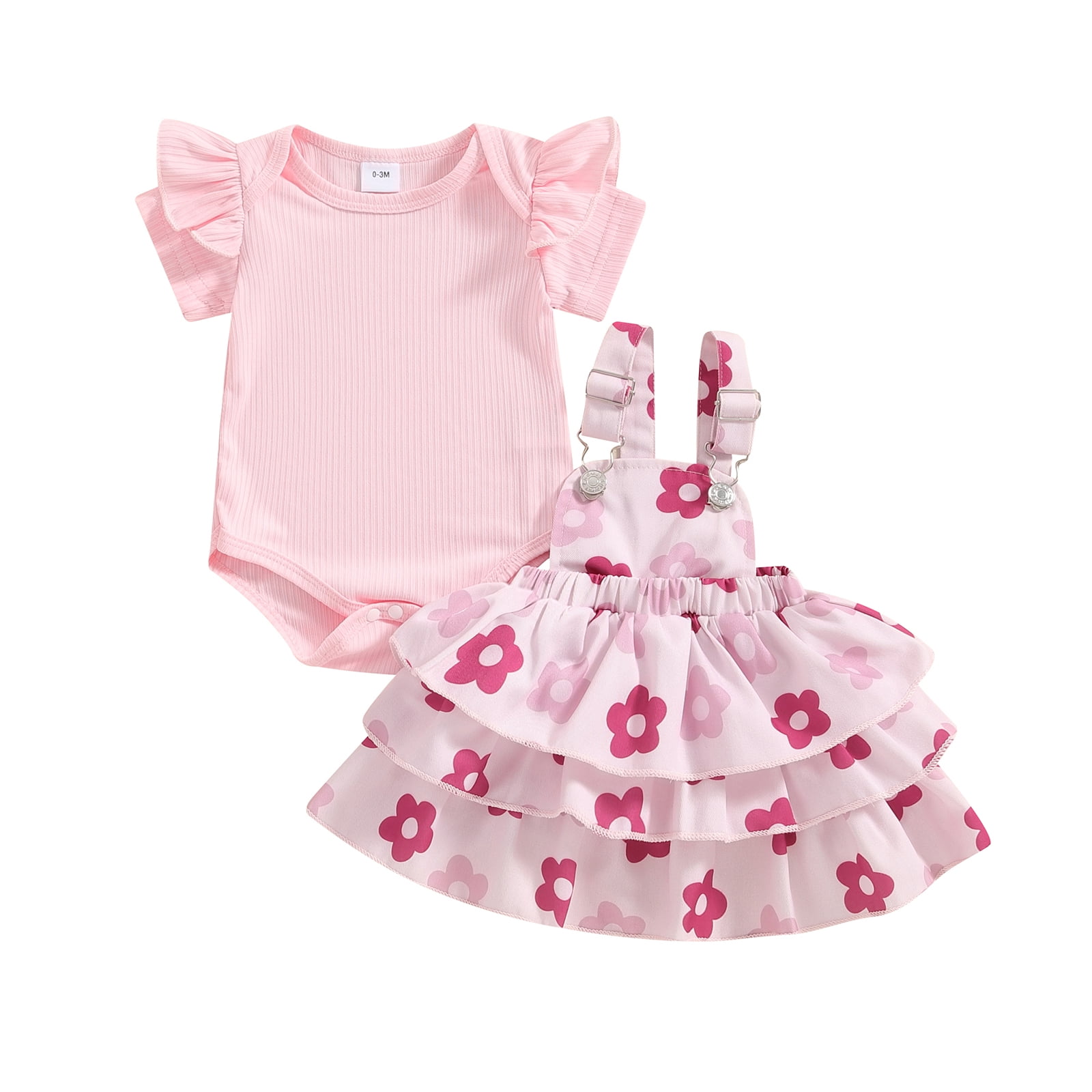 Okbabeha Baby Girl Summer Clothes Newborn Romper Overalls Dress Set ...