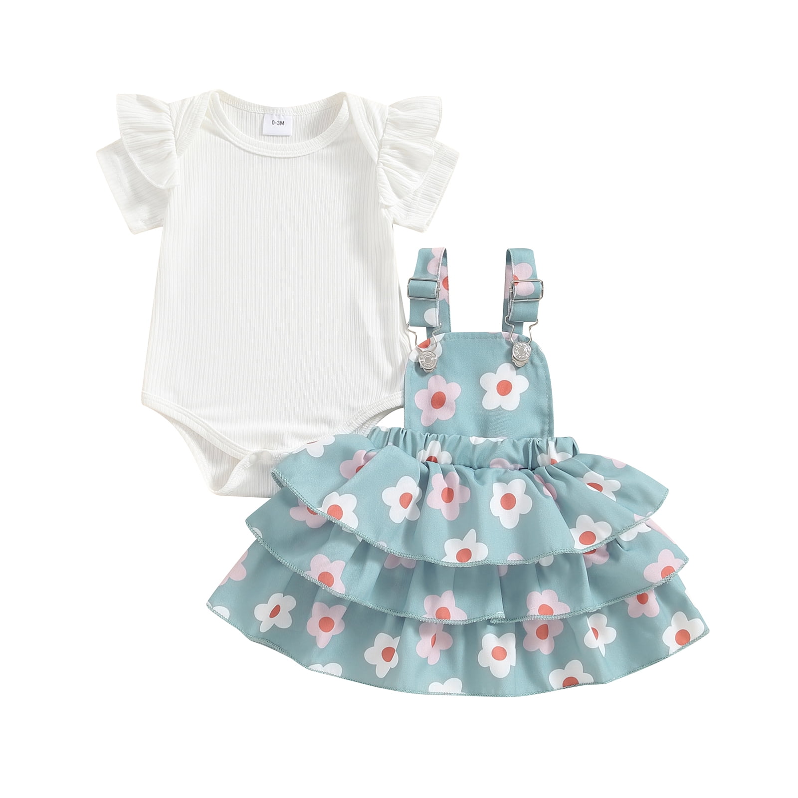 Okbabeha Baby Girl Summer Clothes Newborn Romper Overalls Dress Set ...