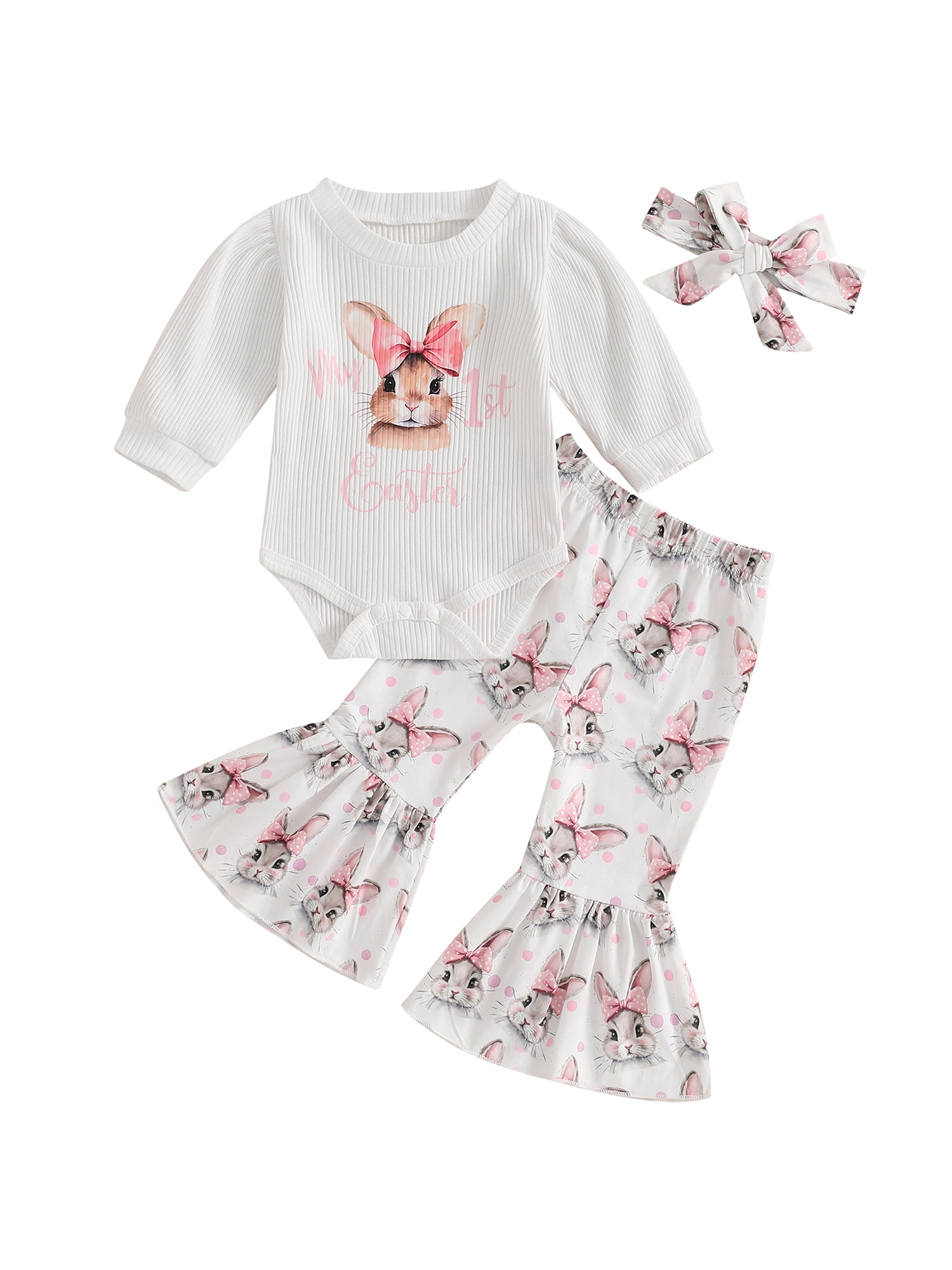 Okbabeha My First Easter Baby Girl Easter Bunny Outfit Long Sleeve ...