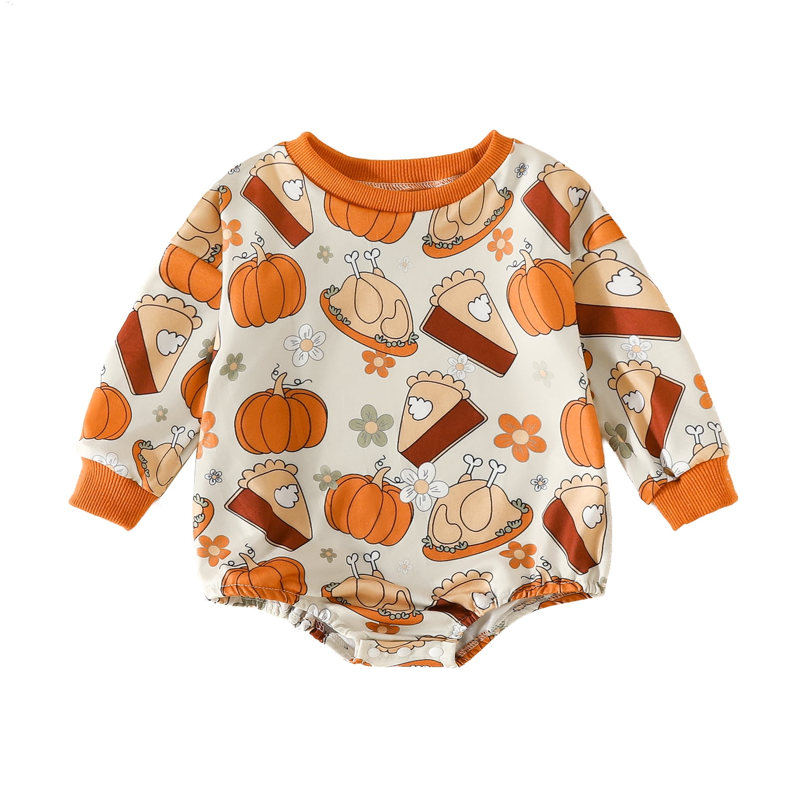 Okbabeha Halloween Baby Boy Girl Clothes Cute Pumpkin/turkey Sweatshirt Romper Oversized Onesie ...