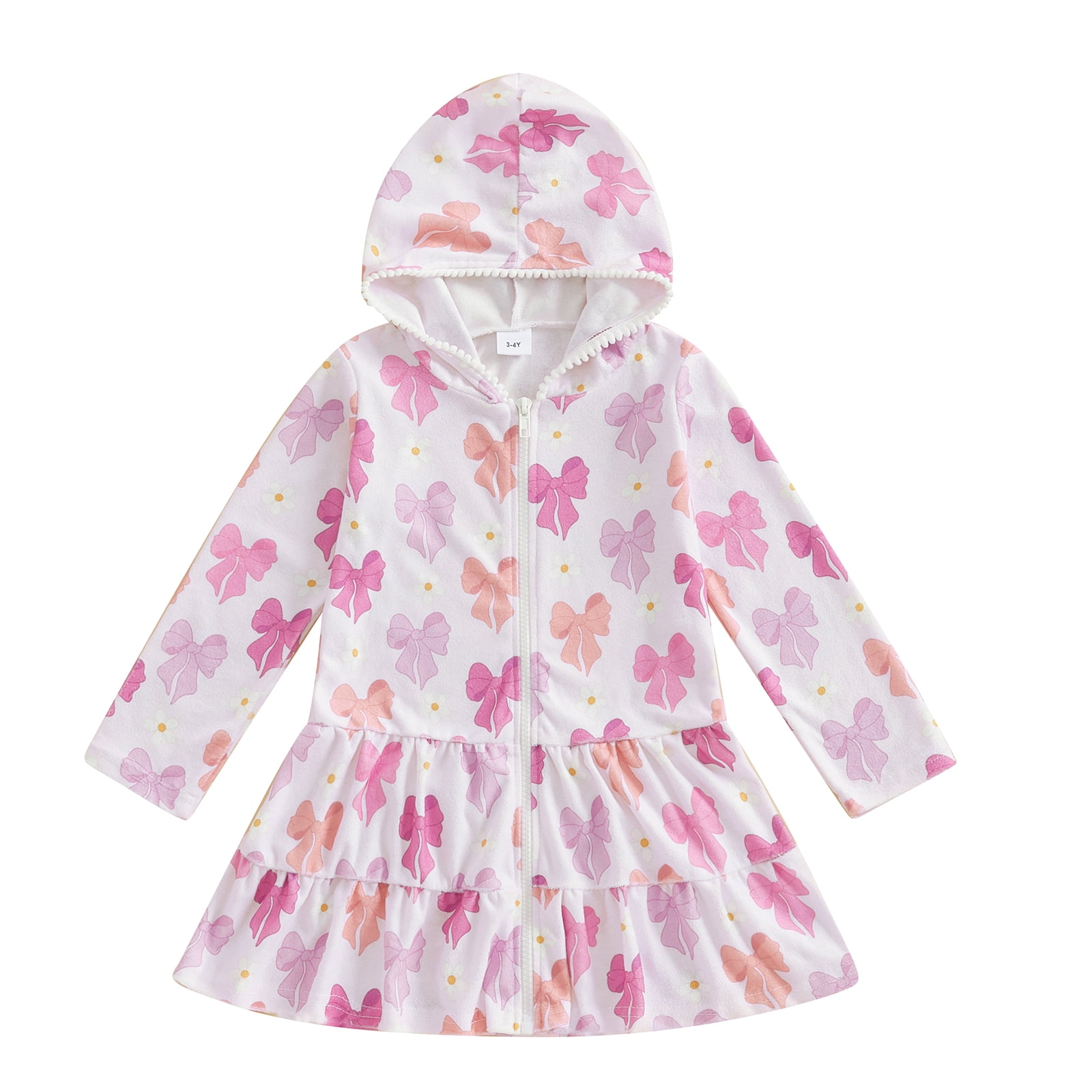 Okbabeha Kid Little Girls Swim Cover Up Hooded Zip-Up Swimsuit Bathing ...