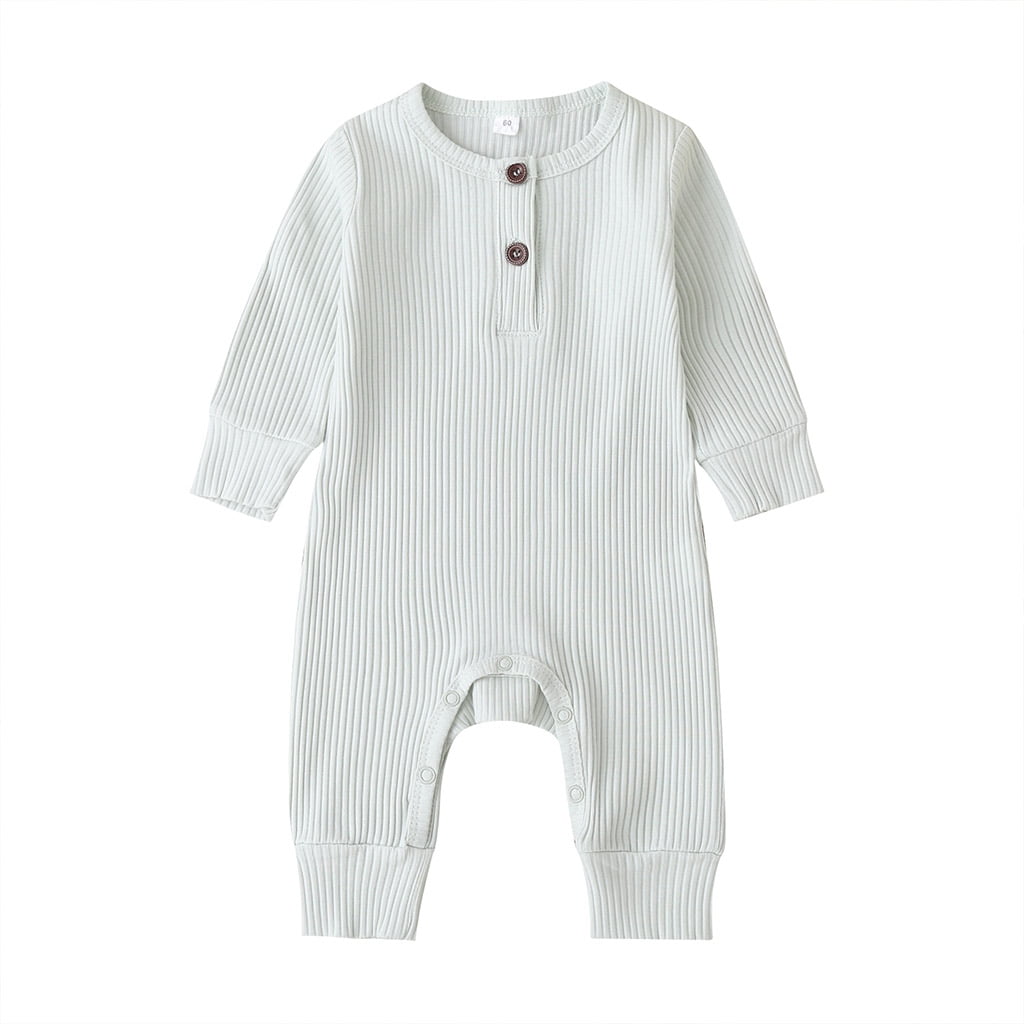 Okbabeha Newborn Baby Boy Girl One Piece Romper Jumpsuit Solid Ribbed Baby Boy Clothes one-piece ...