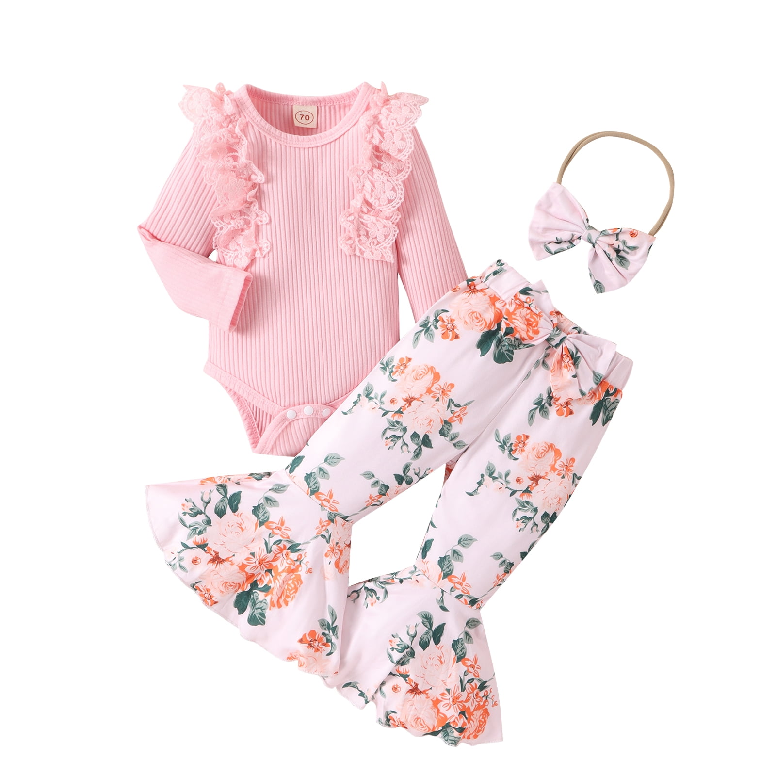 Okbabeha Newborn Baby Girl Clothes Ruffle Long Sleeve Ribbed Knit ...