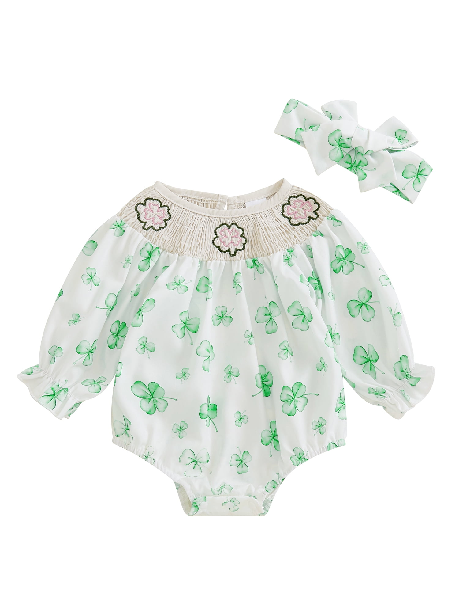 Okbabeha Newborn Baby Girl St Patricks Day Outfit Ruffled Irish Clover ...