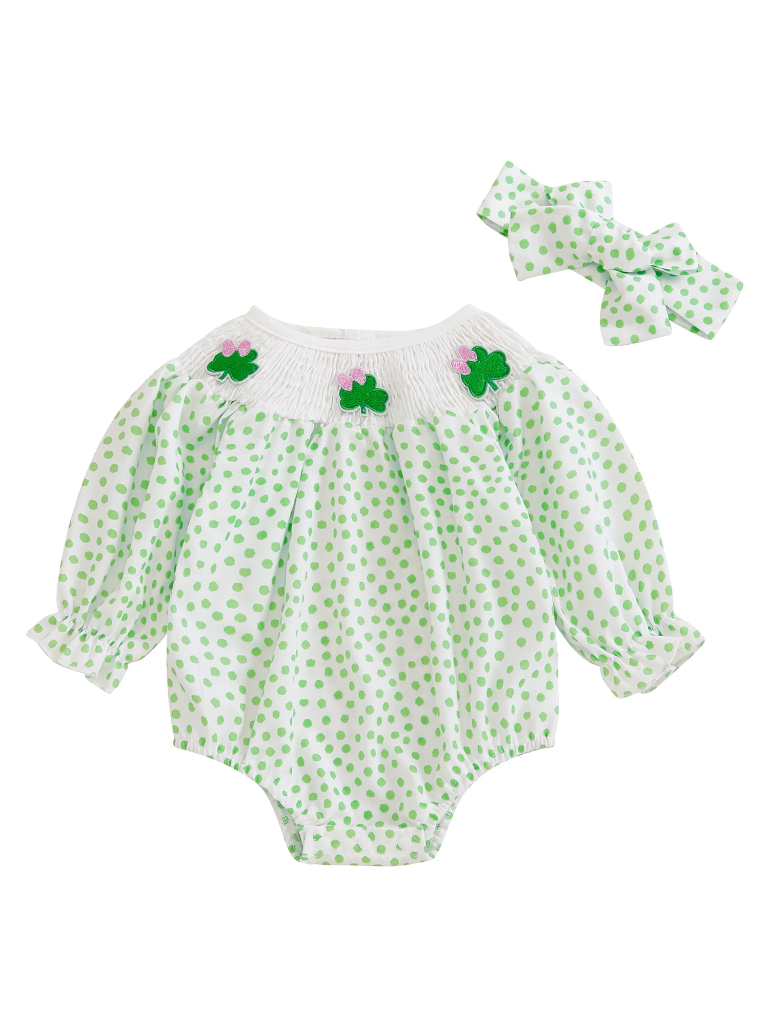 Okbabeha Newborn Baby Girl St Patricks Day Outfit Ruffled Irish Clover ...