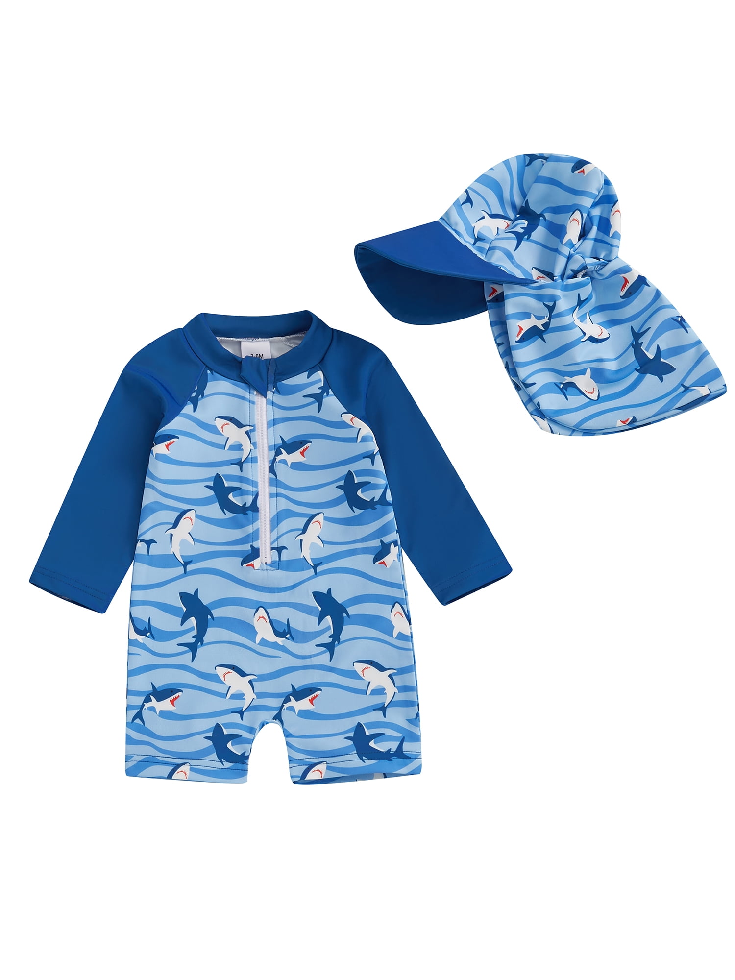 Okbabeha Toddler Boys Rash Guard Swimsuit Coconut Tree Print Zip ...