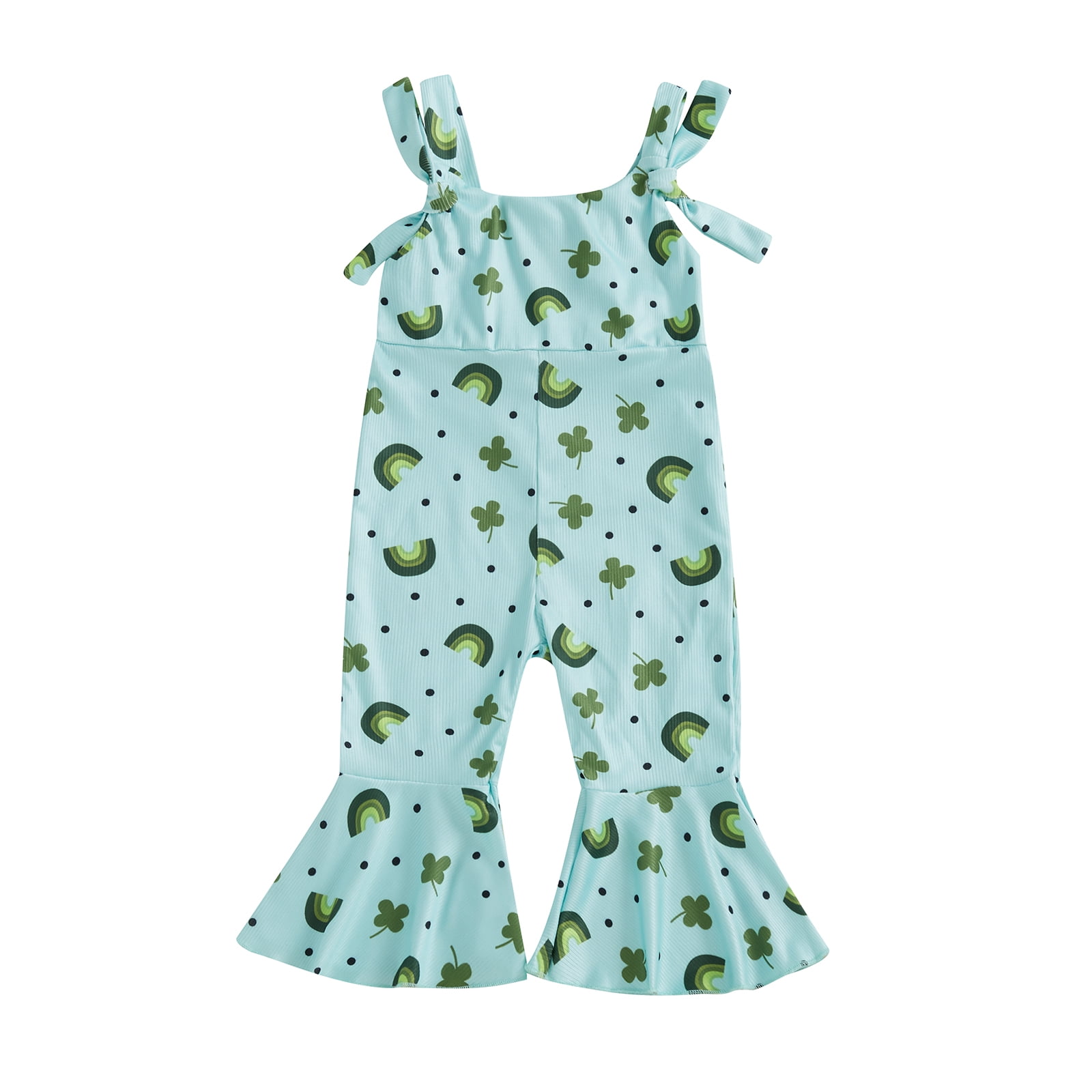 Okbabeha Toddler Girl St. Patrick's Day Bell Bottom Jumpsuit Sleeveless ...