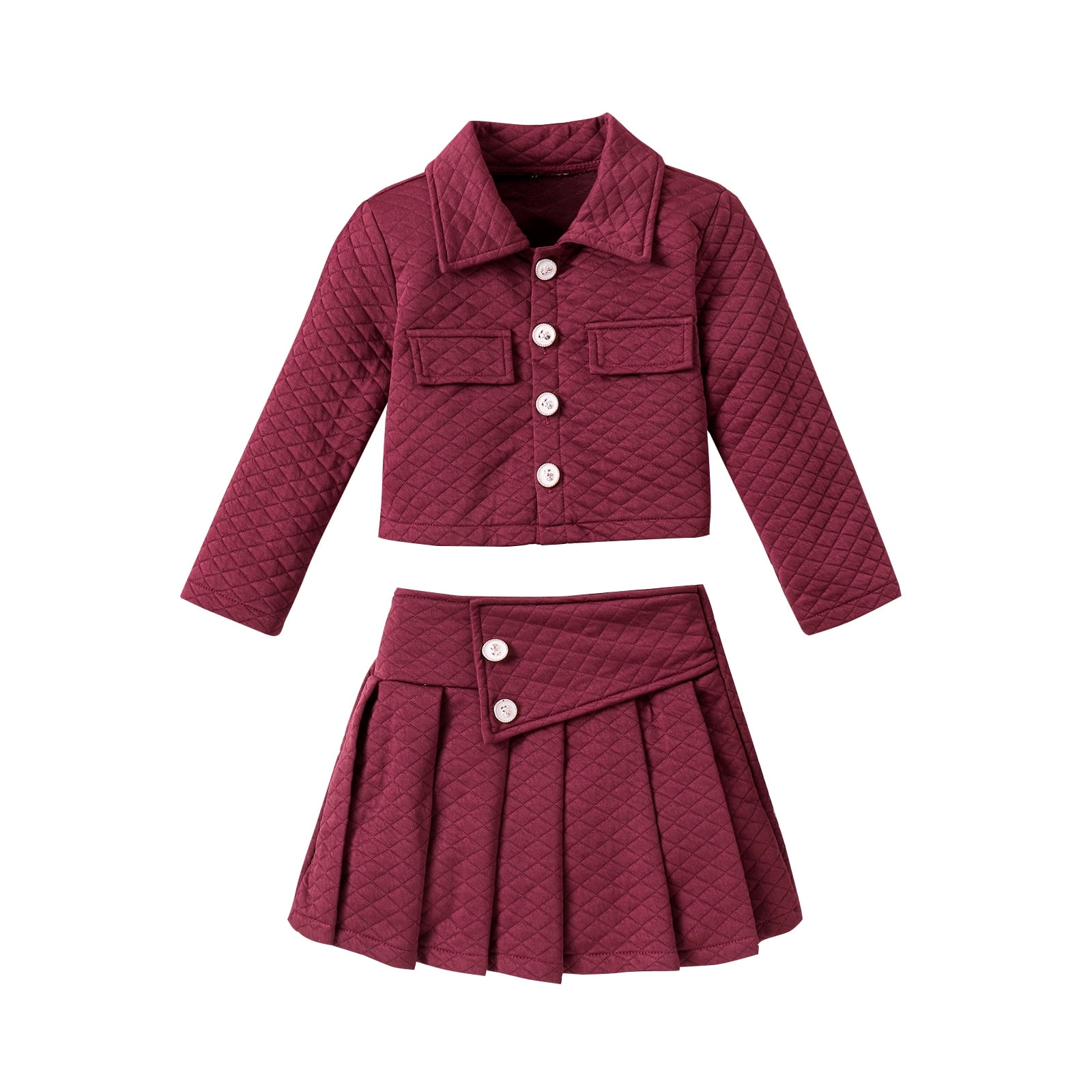 Okbabeha Toddler Girls Outfit Quilted Long Sleeve Button Jacket and ...