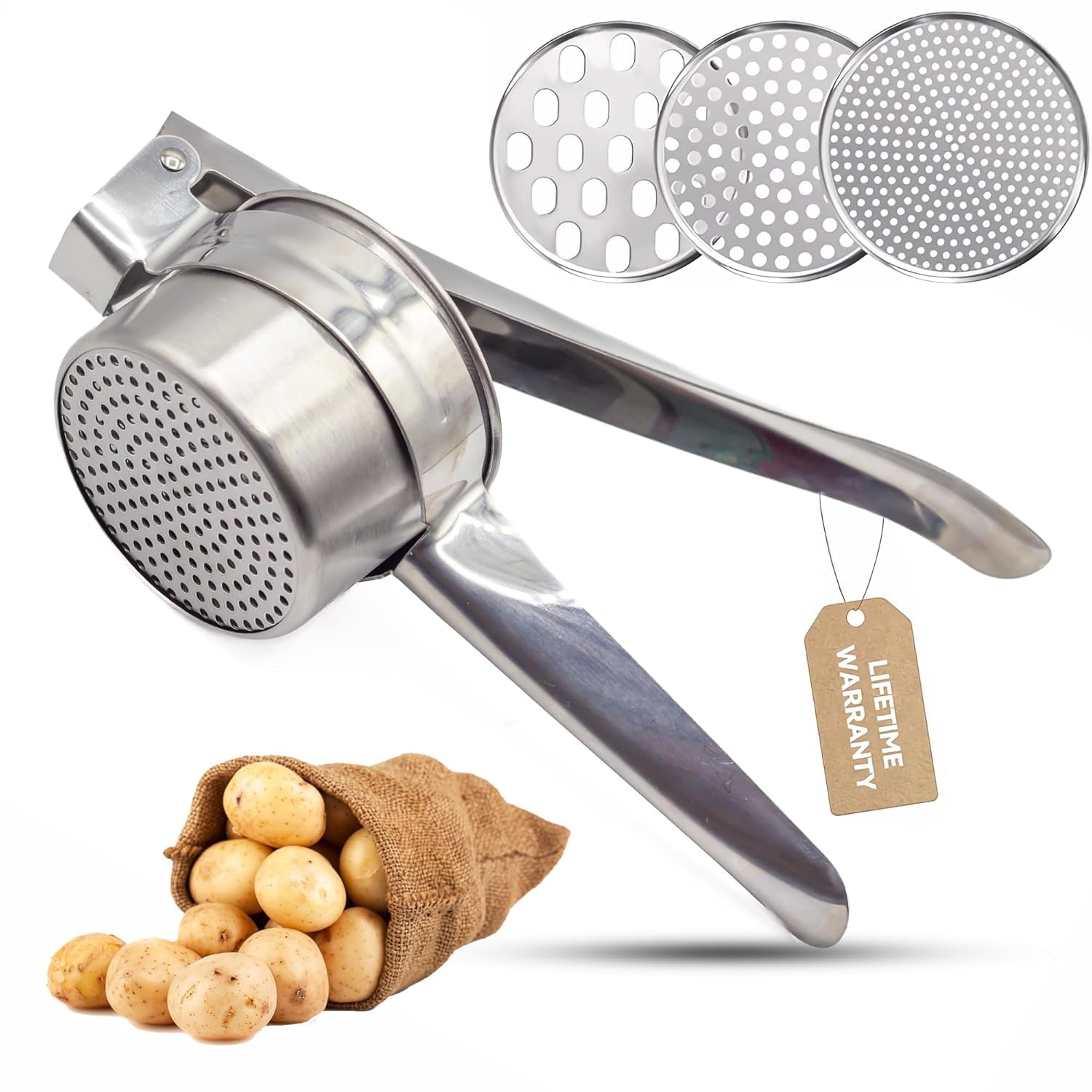 OkeanosHaven Potato Ricer Stainless Steel Mash Potato Ricer with 3 ...
