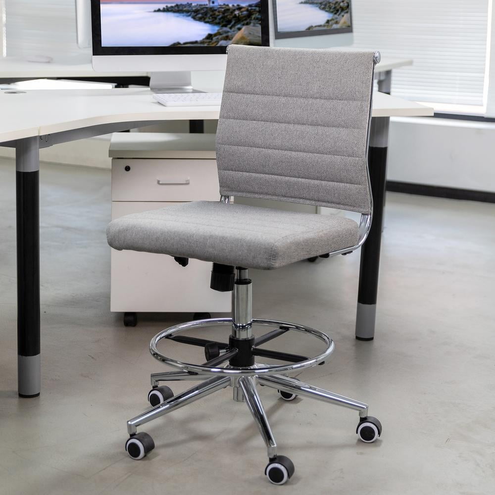 Okeysen Armless Desk Stool Drafting Chair Ergonomic Fabric Office Chair ...