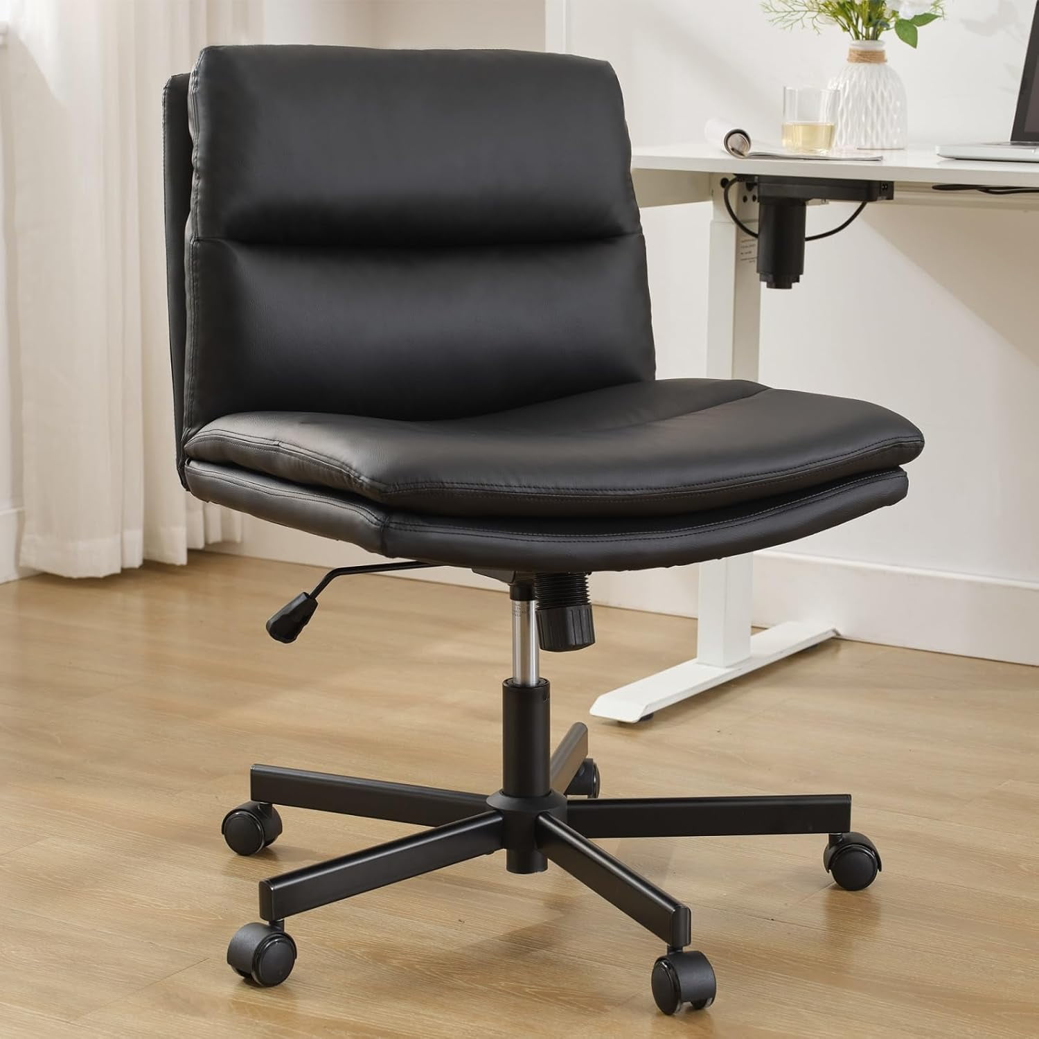 Okeysen Criss Cross Chair with Wheels, Armless Wide Seat Cross Legged ...