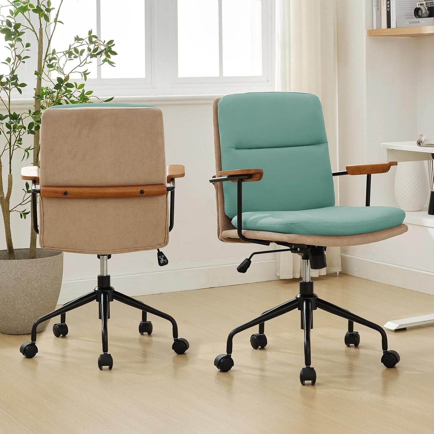 Okeysen Mid Century Modern Office Chair, Ergonomic Cute Desk Chair with ...