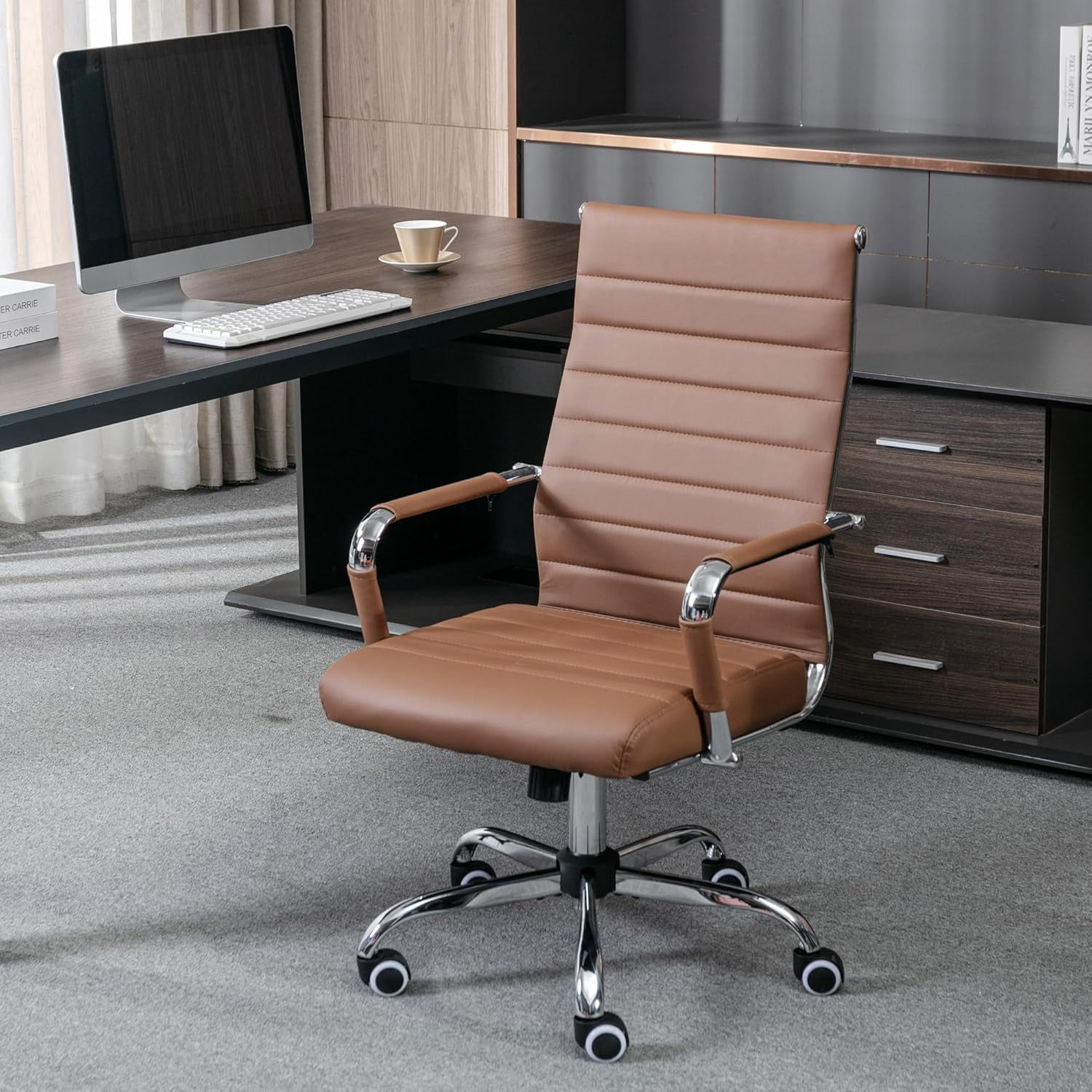 Okeysen Office Desk Chair, Ergonomic Leather Modern Conference Room ...