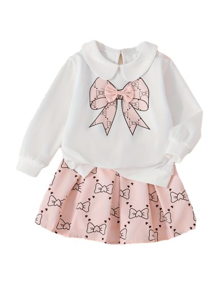Okgogo Girls Preppy Style Clothes Bow Pattern Doll Collar Long Sleeve ...
