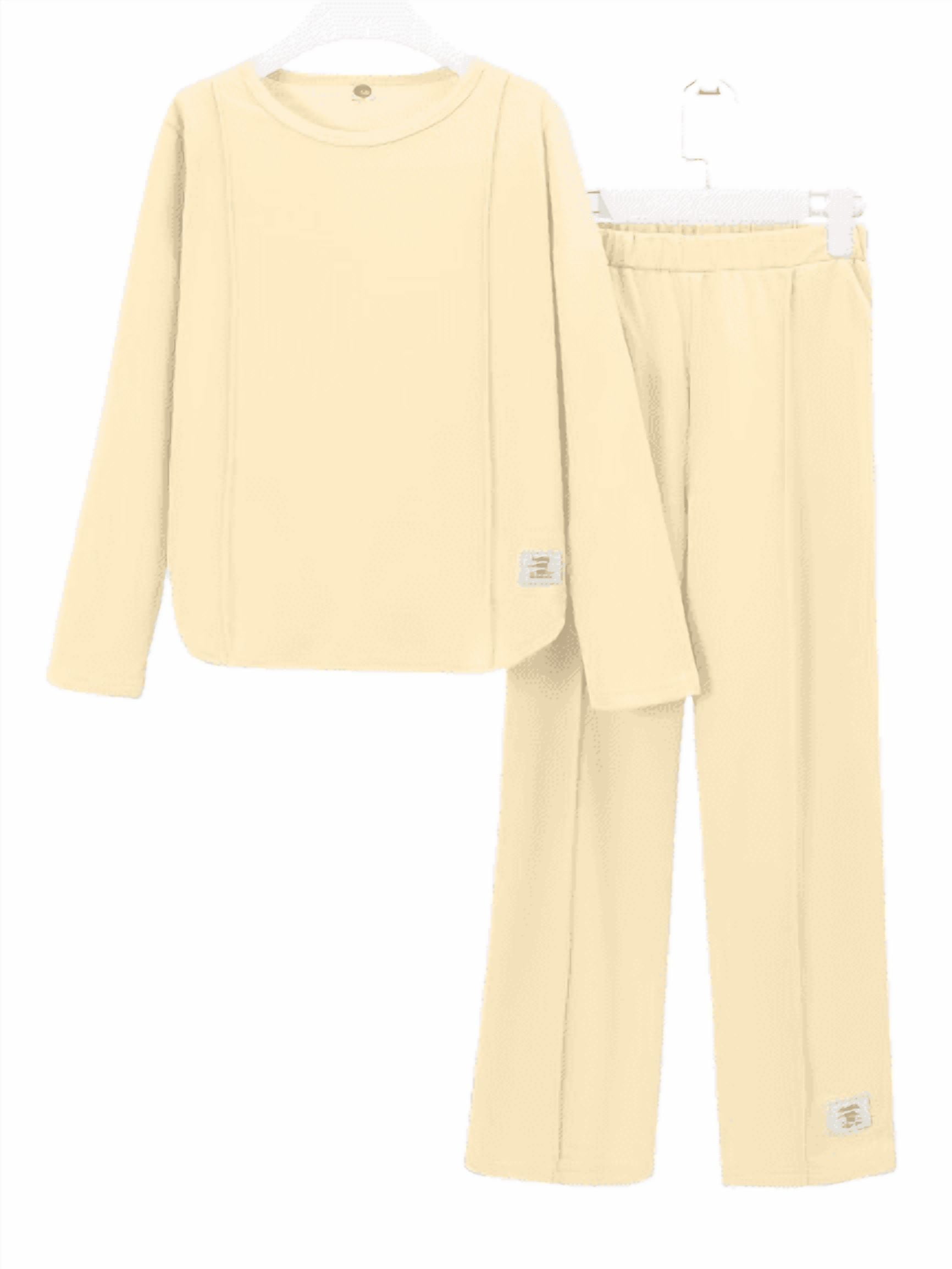 Okgogo Tween Girls' Irregular Solid Set Lightweight Crew Neck ...