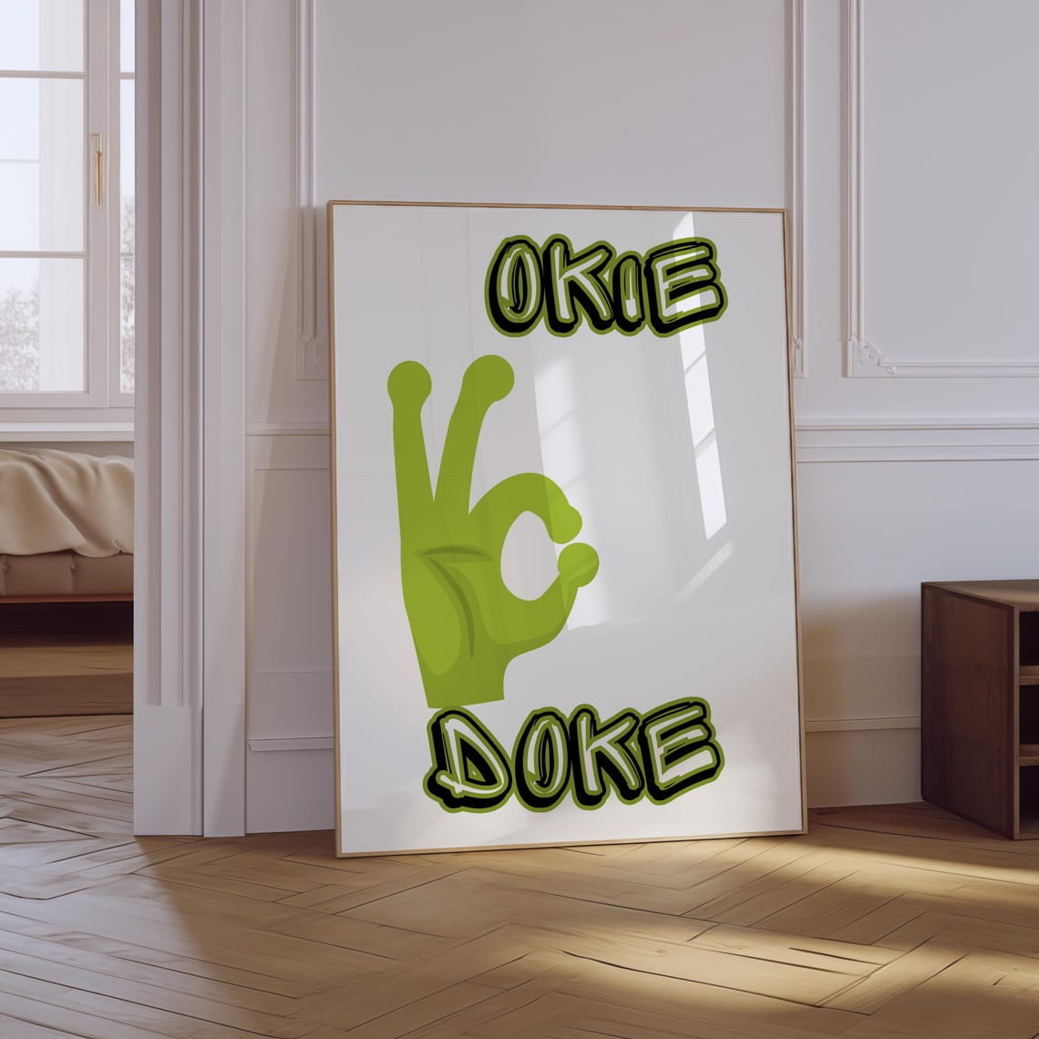 Okie Doke Hand Sign Print, Retro Wall Art #3832, Unframed Poster Size ...