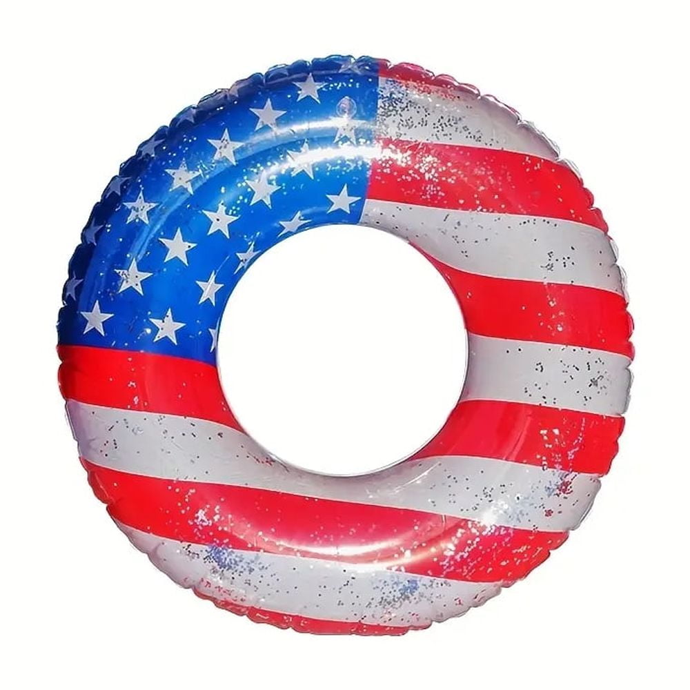 Okie Patriotic Star Pool Float – 36” Inflatable Ring with Confetti ...