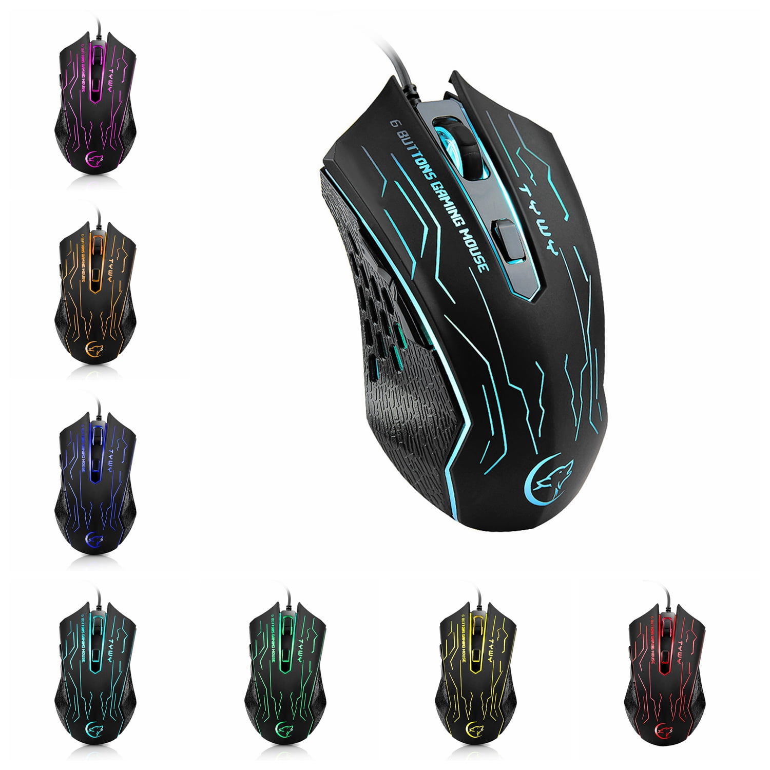 Okimo Gaming Mouse LED RGB Backlit Wired Gaming Mouse 4 Adjust 3200 DPI Wired Mechanical Mouse ...