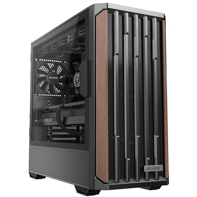 Okinos CYPRESS 7 Genuine Walnut Wood Tempered Glass ATX Mid-Tower ...