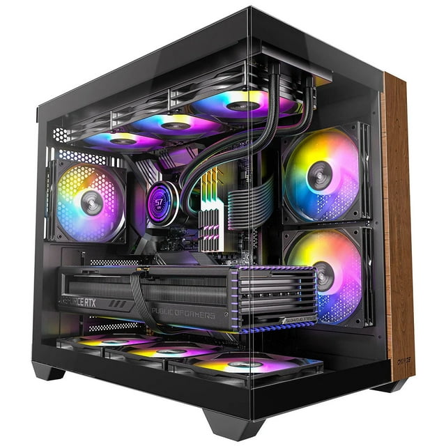 Okinos Mirage 6 ARGB Genuine Walnut Wood Tempered Glass ATX Mid-Tower ...