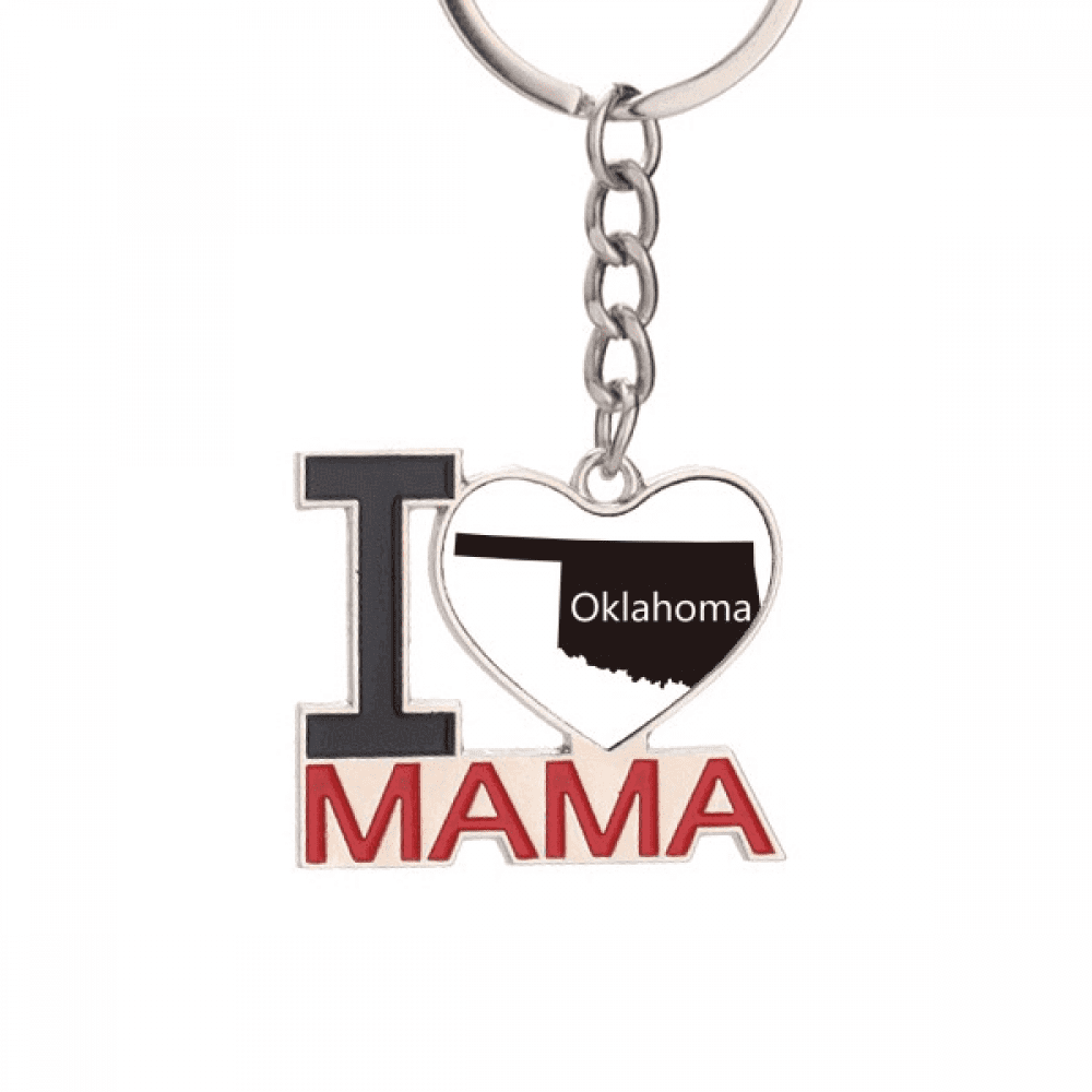 Oklahoma America USA Map Outline Keychain Metal Keyring Holder Love ...