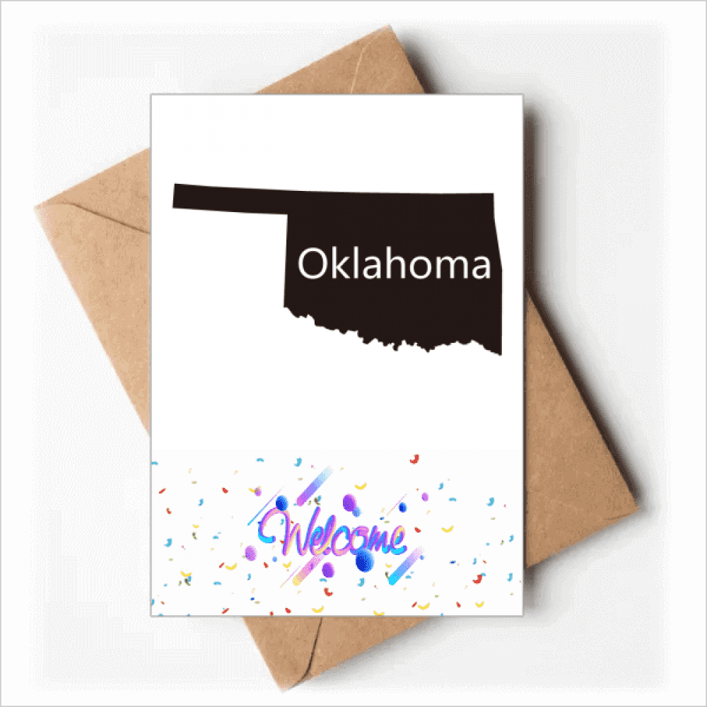 Oklahoma America USA Map Outline Welcome Back Greeting Cards Envelopes ...