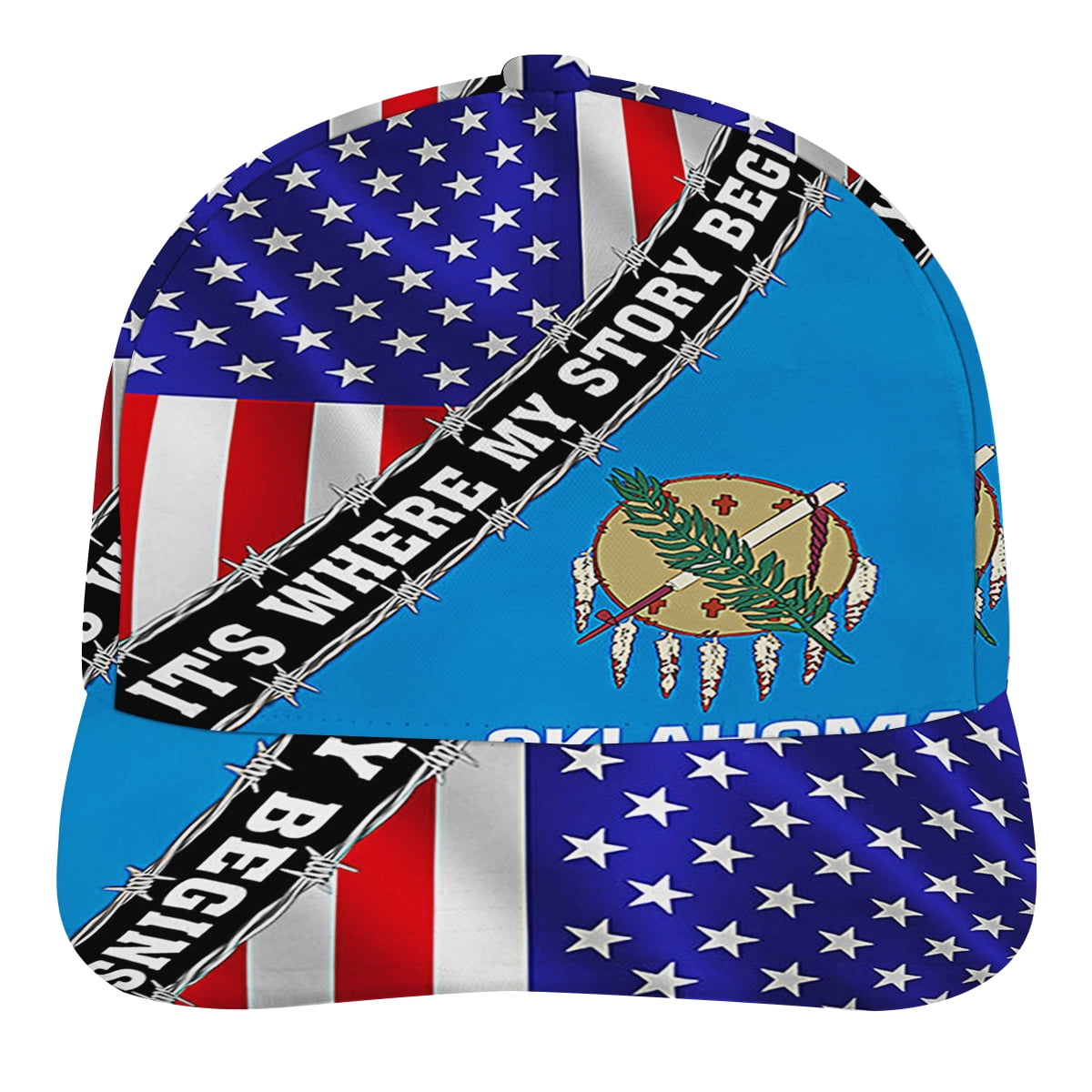 Oklahoma And American flag It's Where My Stry Begins baseball cap hat ...