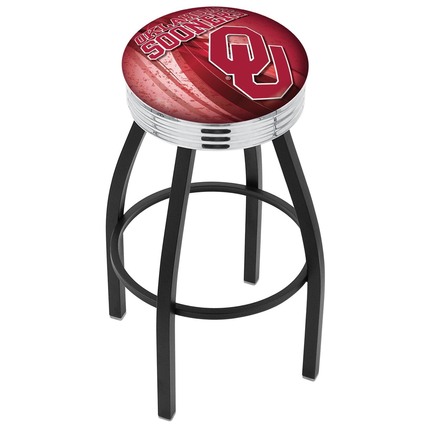 30" L8B3C - Black Wrinkle Oklahoma Swivel Bar Stool with Chrome 2.5 ...