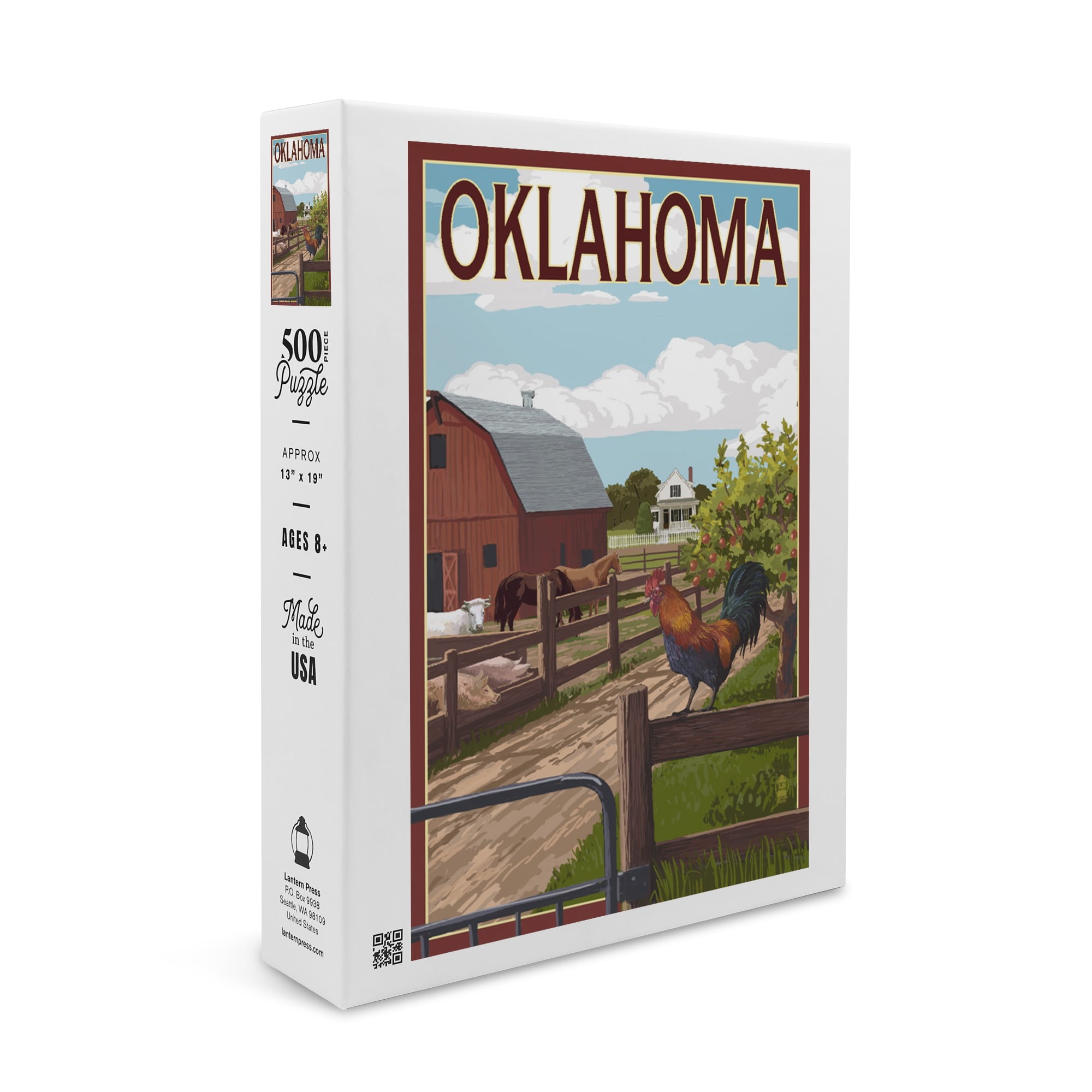 Oklahoma, Barnyard Scene (19x27 inches, Premium 500 Piece Jigsaw Puzzle ...