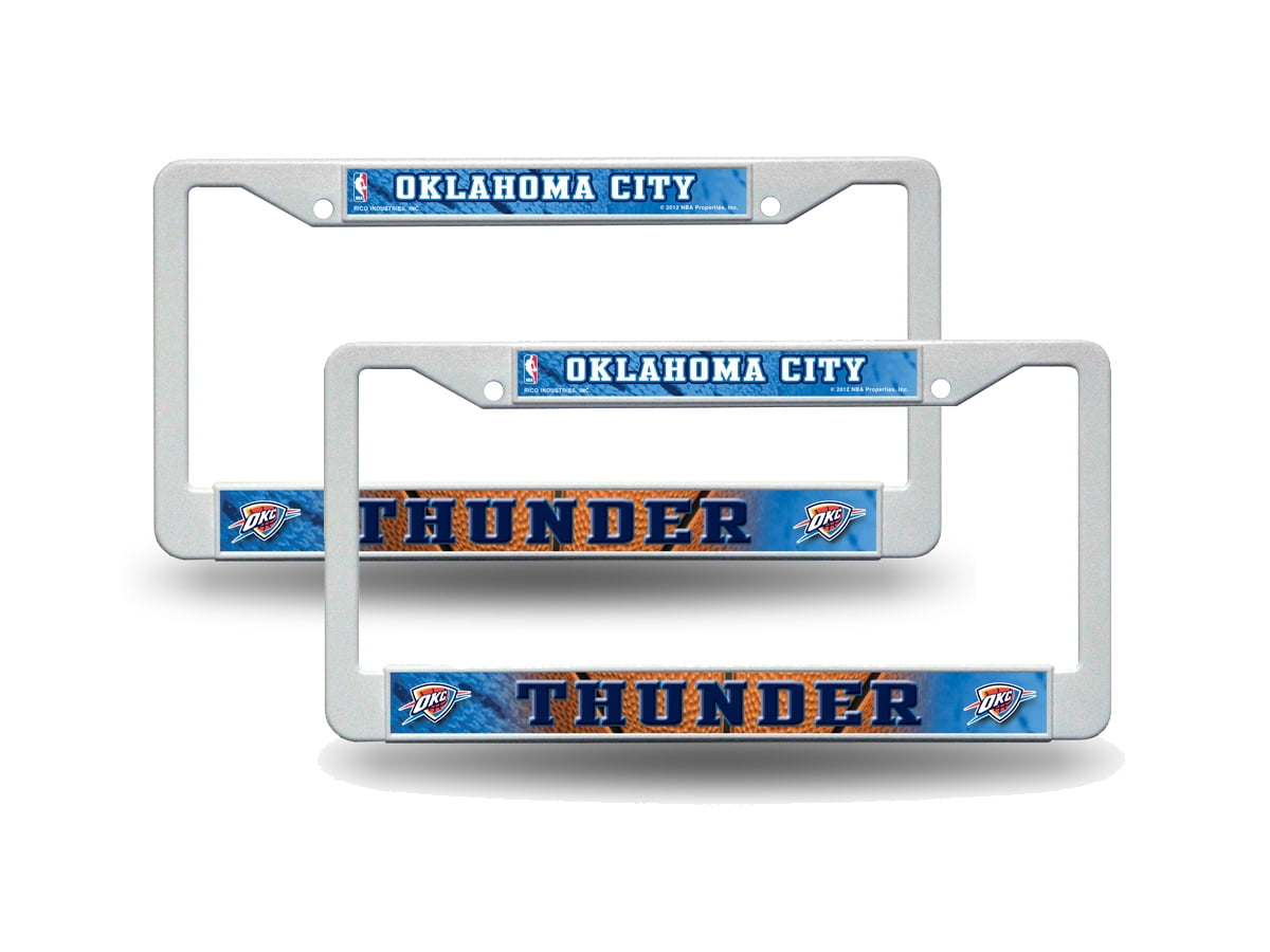 Oklahoma City OKC Basketball Thunder White Plastic (Set of 2) License ...