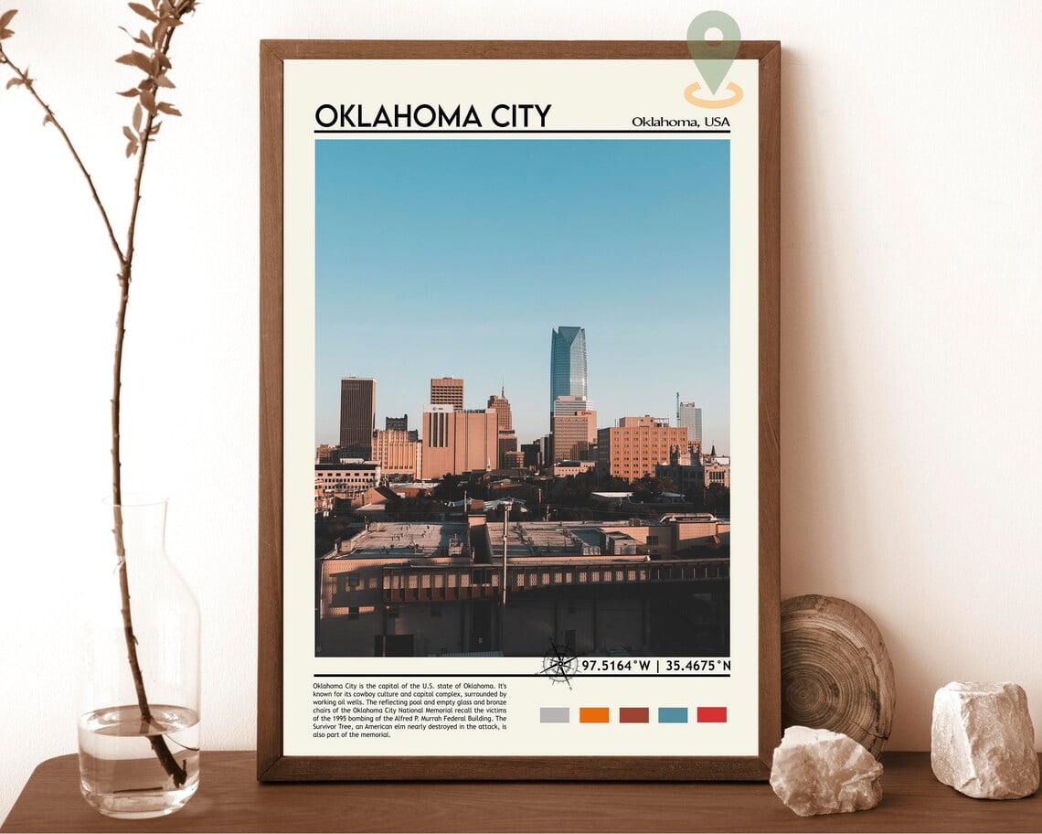 Oklahoma City Print, Oklahoma City Poster, Oklahoma City Wall Art ...