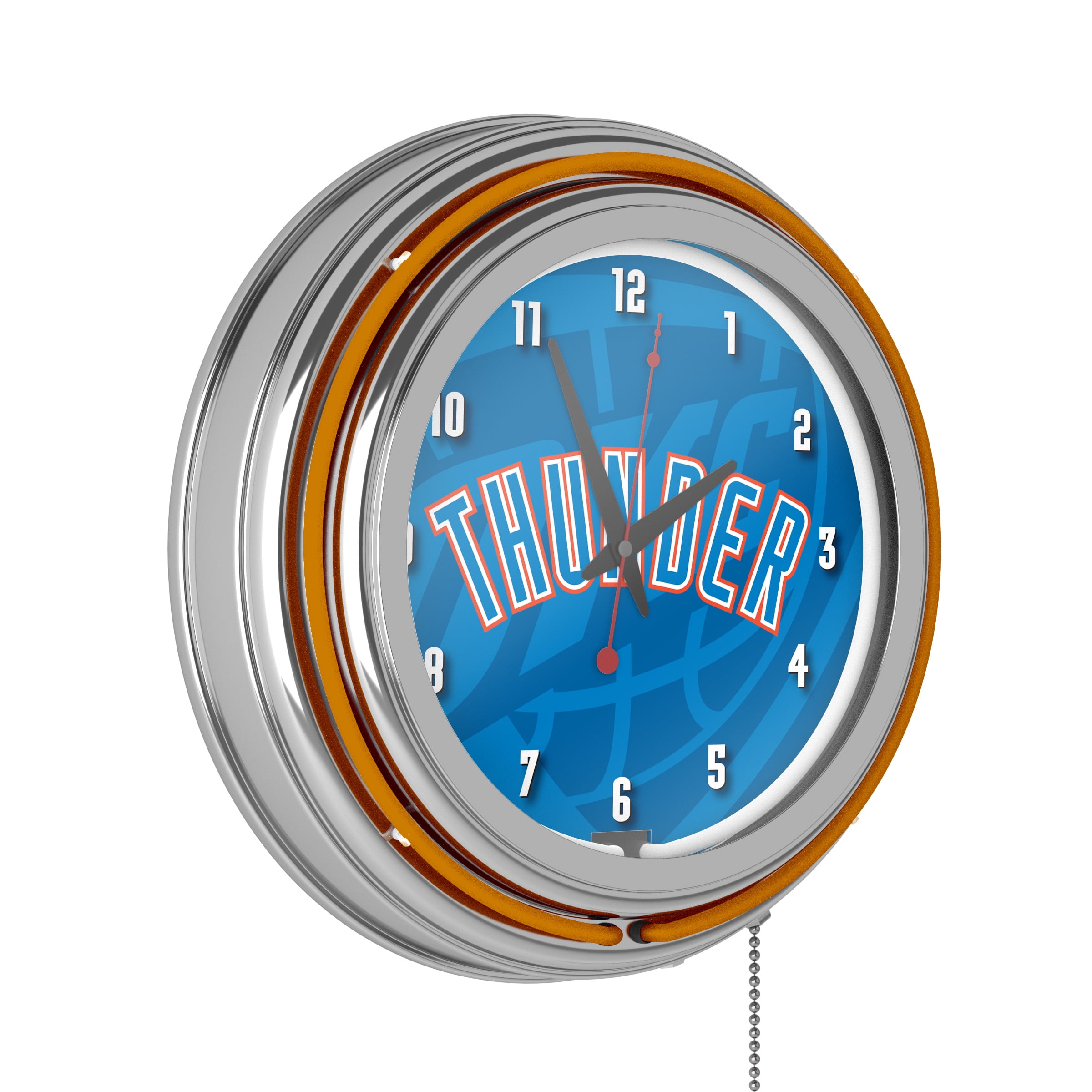 Oklahoma City Thunder Fade Retro Neon Analog Wall Clock with Pull Chain ...