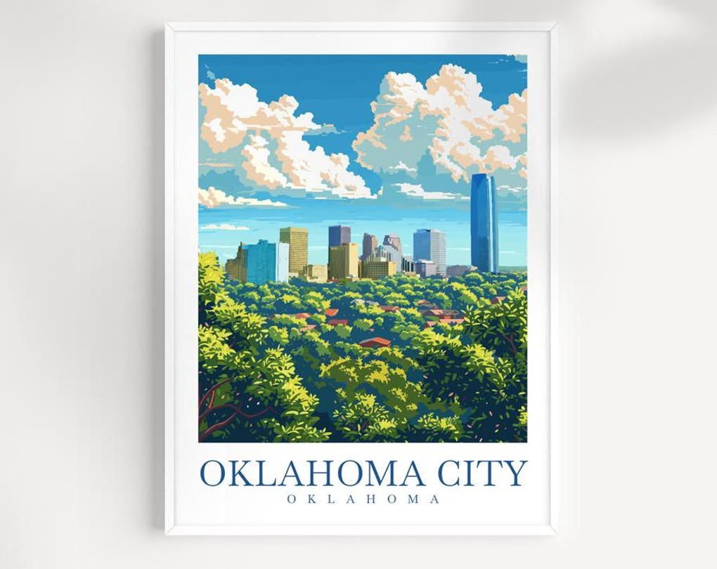 Oklahoma City Travel Print Wall Art Oklahoma Wall Hanging Home Décor ...