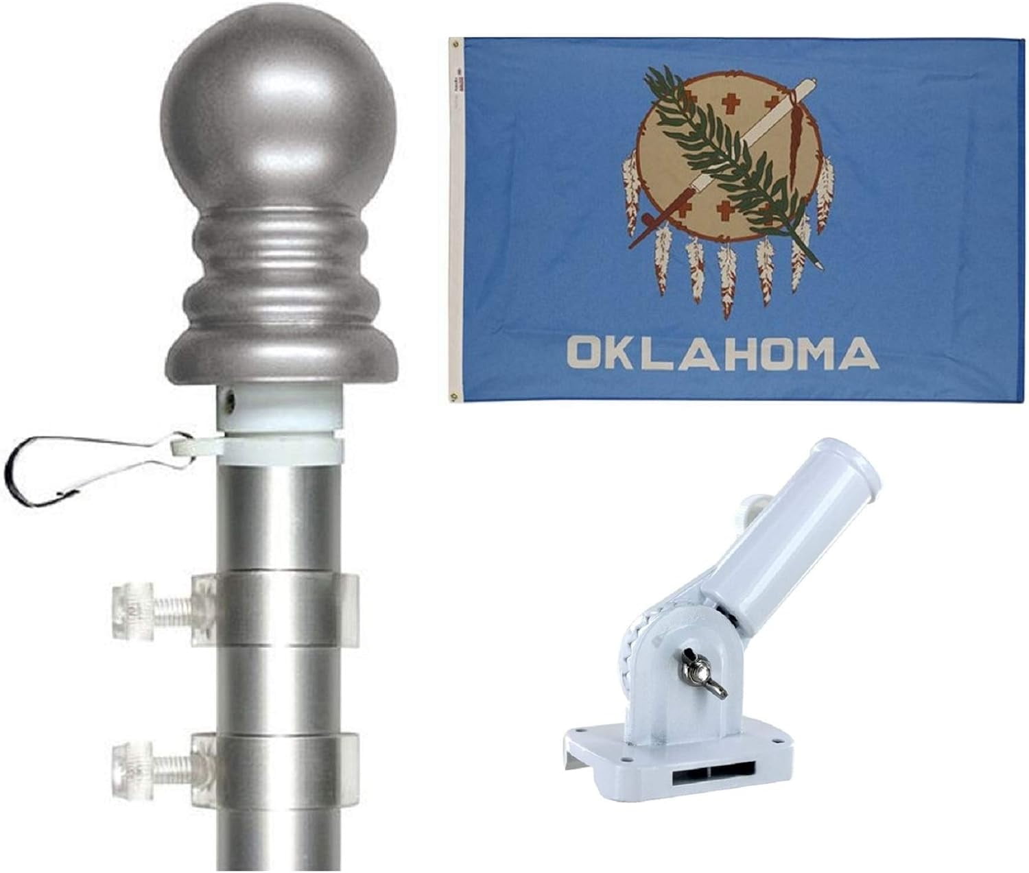 Oklahoma Flag and Tangle Free Spinner Flagpole Set, Choose From all 50 ...