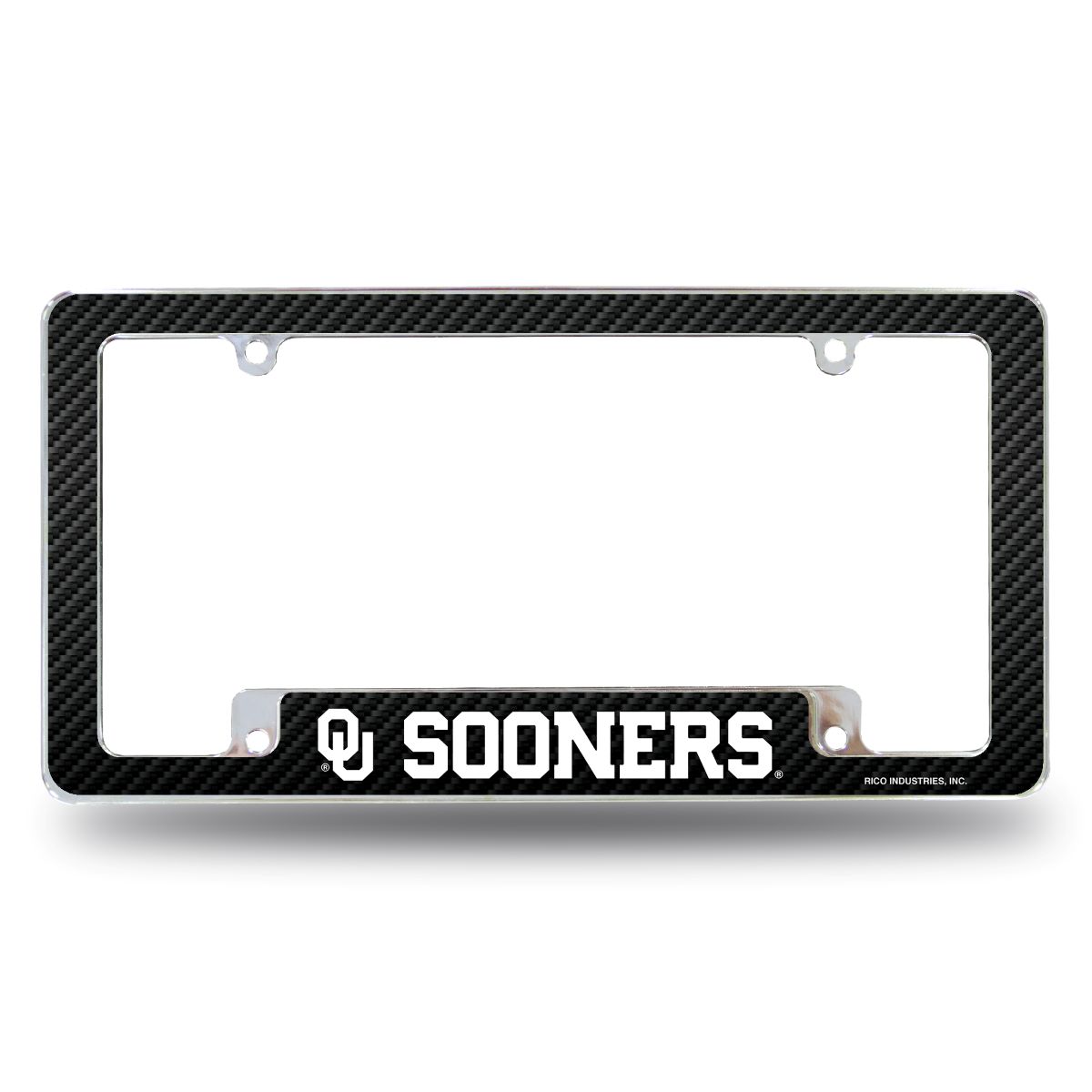 Oklahoma NCAA Sooners Chrome Metal License Plate Frame with Carbon ...