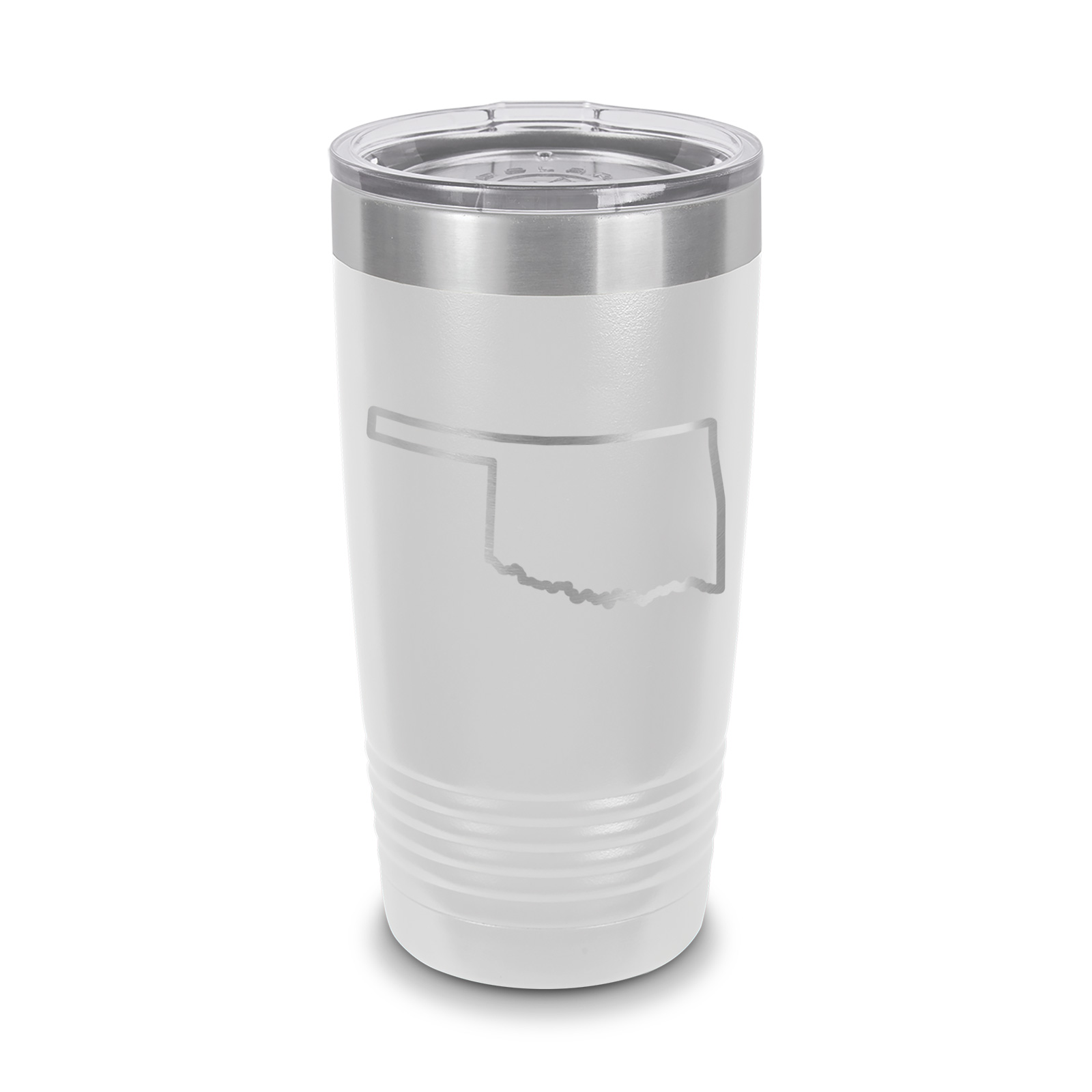Oklahoma Outline Tumbler 20 oz - Laser Engraved w/ Clear Lid ...