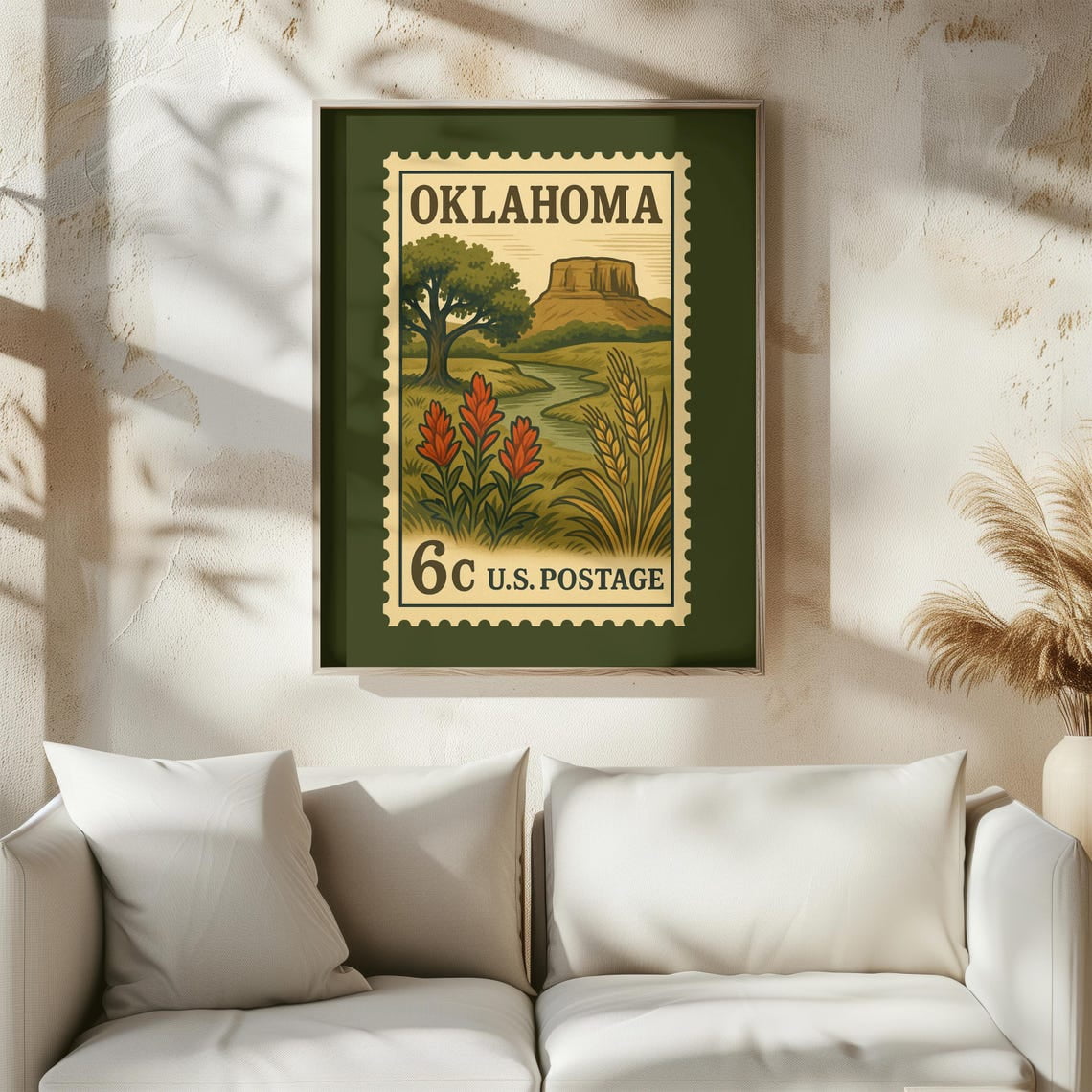 Oklahoma Postage Stamp Poster Vintage Style Retro Travel Poster Decor ...