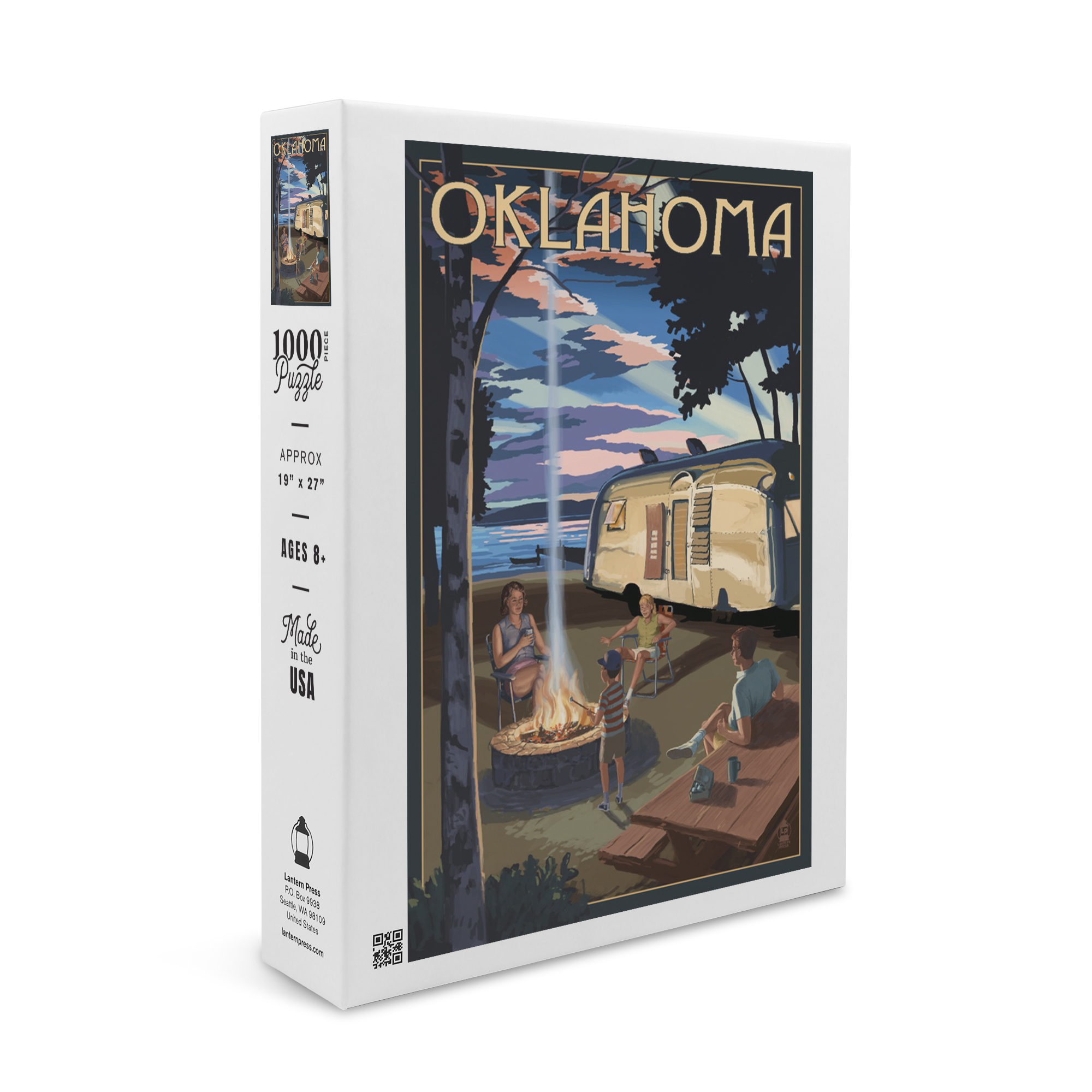 Oklahoma, Retro Camper and Lake (1000 Piece Puzzle, Size 19x27 ...