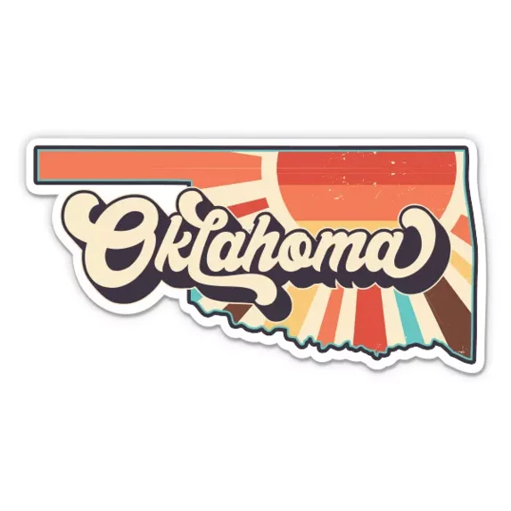 Oklahoma Retro Style State Sticker Phone Decal Water Bottle Stickers ...